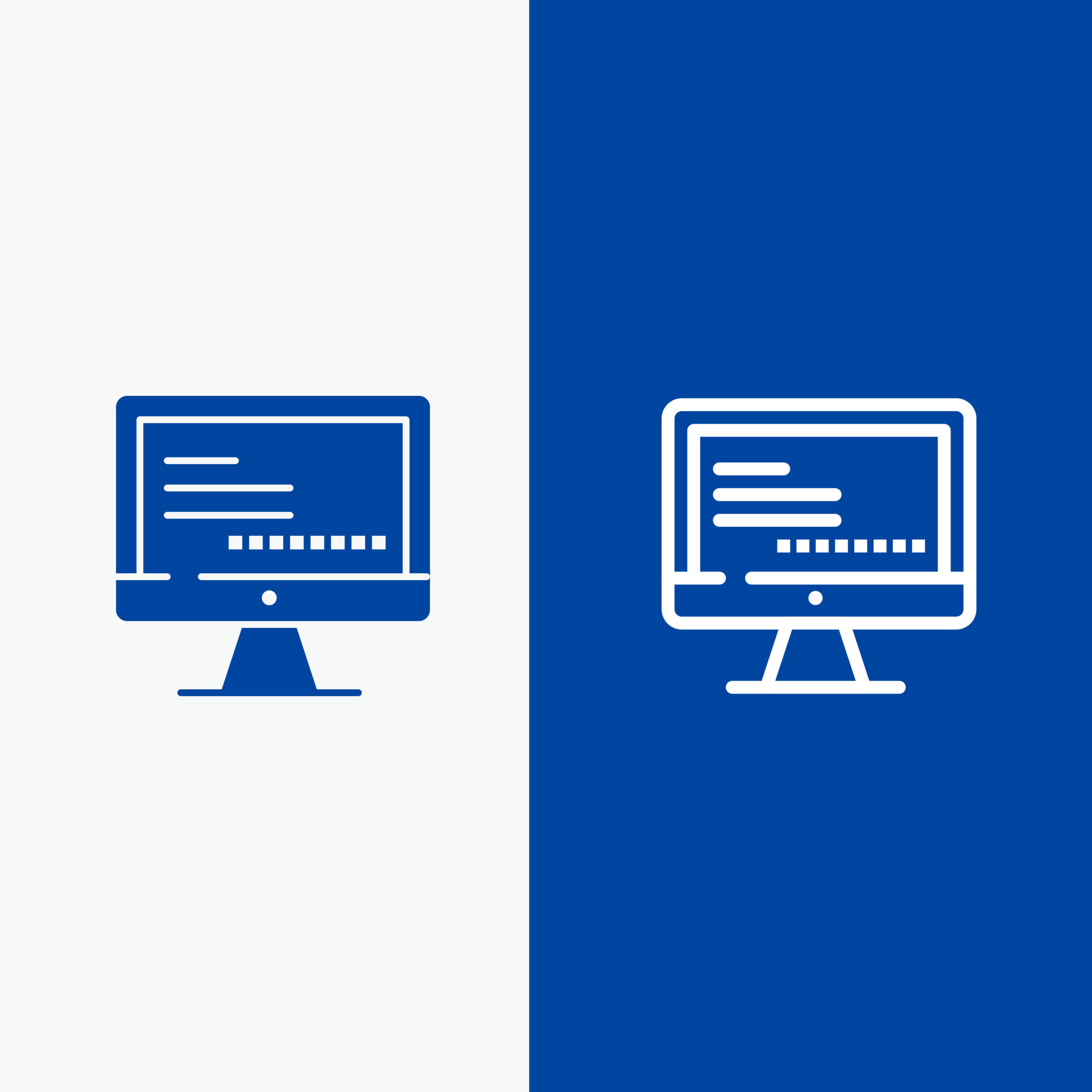 Computer Monitor Text Education Line and Glyph Solid icon Blue banner ...