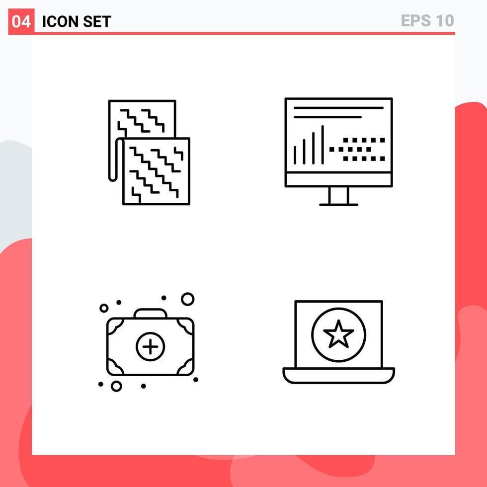 Collection Of 4 Vector Icons In Line Style Modern Outline Symbols For Web And Mobile Line Icon