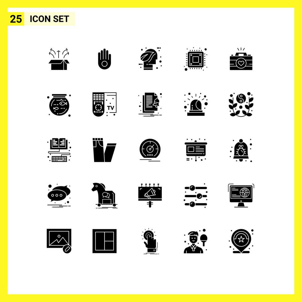 25 Universal Solid Glyphs Set For Web And Mobile Applications Camera Hardware Eco Cpu Think
