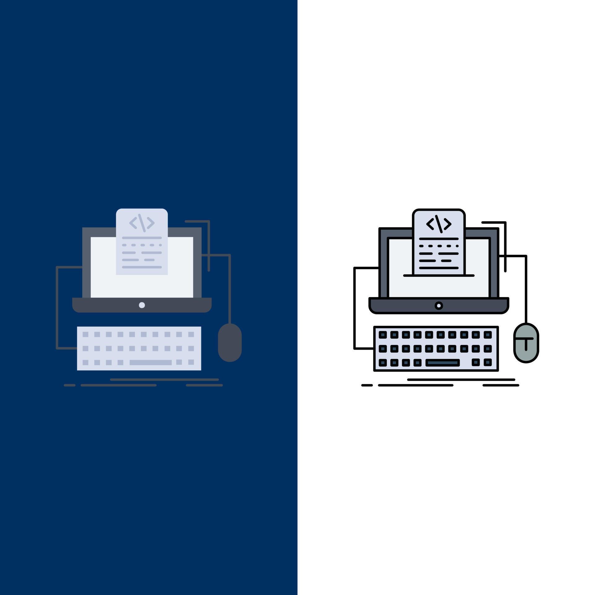 Code Coding Computer Monoblock Screen Flat Color Icon Vector 14367194 Vector Art At Vecteezy
