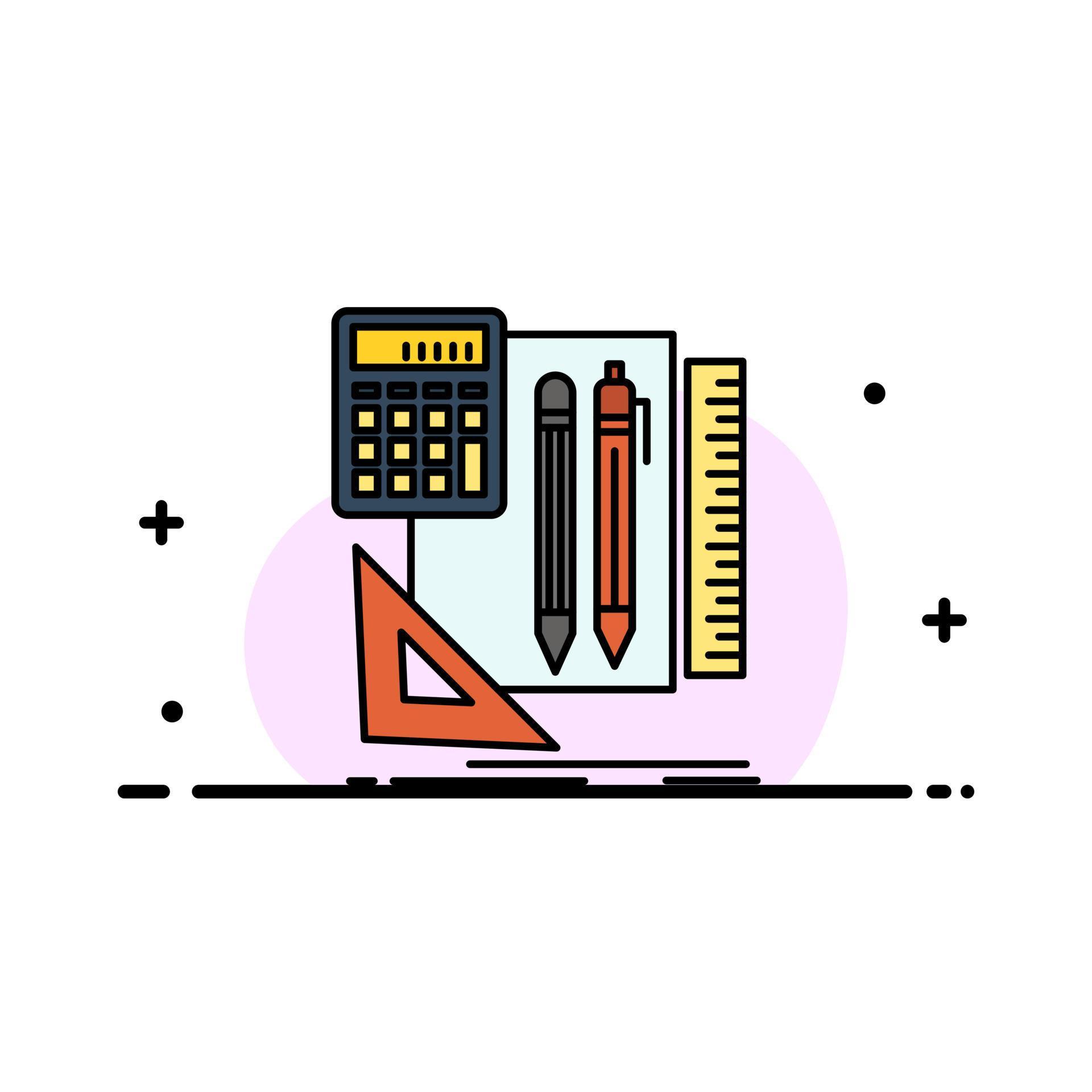 Stationary Book Calculator Pen Business Flat Line Filled Icon Vector Banner Template 14367543
