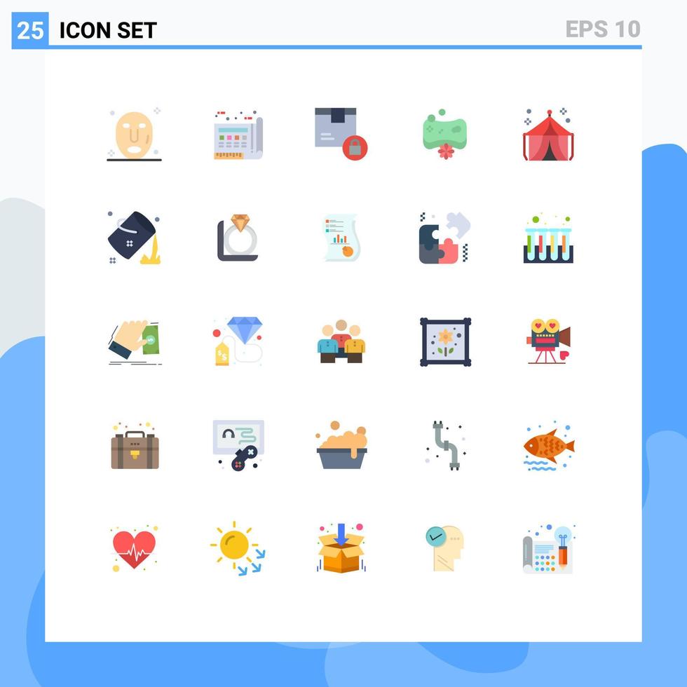 25 Universal Flat Colors Set For Web And Mobile Applications Circus Soap Box Face Secure