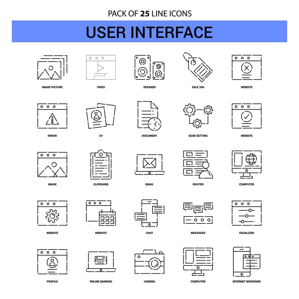 User Interface Line Icon Set 25 Dashed Outline Style 14373954 Vector ... User Interface Line Icon Set 25 Dashed Outline Style 14373954 Vector ...