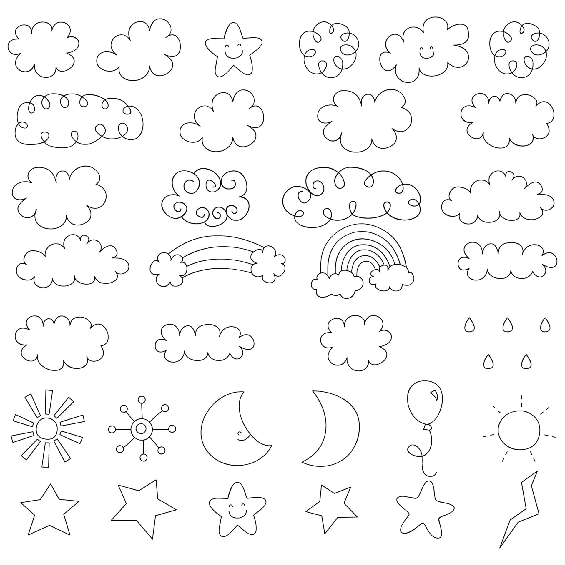 cloud icons set 14376213 Vector Art at Vecteezy