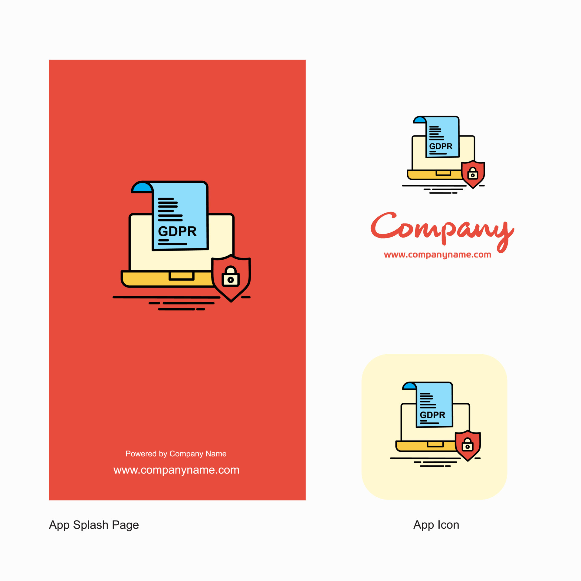 GDPR Document On Laptop Company Logo App Icon And Splash Page Design gdpr-document-on-laptop-company-logo-app-icon-and-splash-page-design