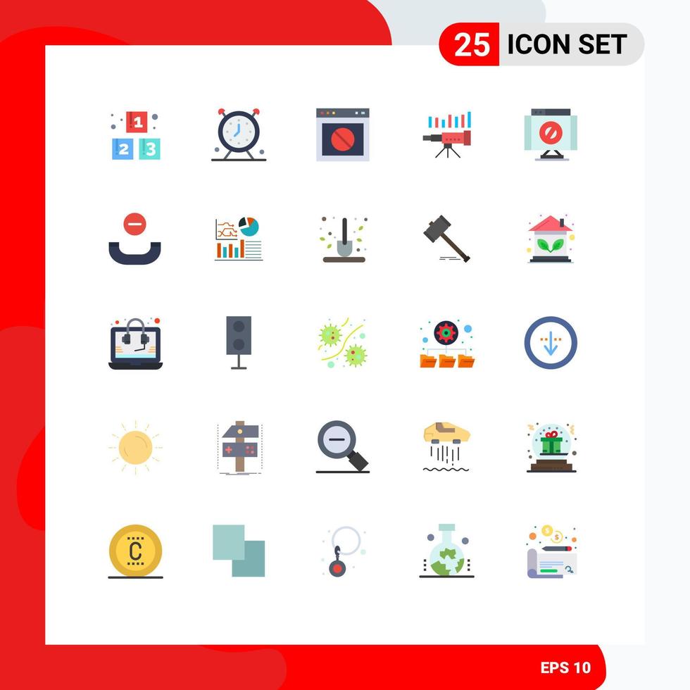 Modern Set Of 25 Flat Colors And Symbols Such As Forecasting Business