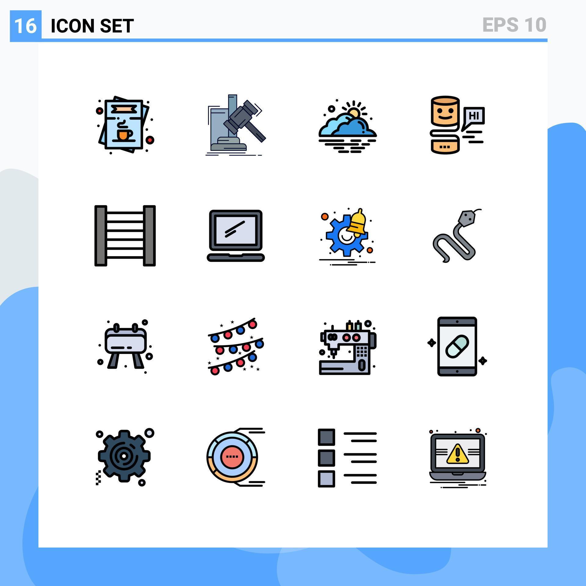 Modern Set of 16 Flat Color Filled Lines and symbols such as interface ... Modern Set of 16 Flat Color Filled Lines and symbols such as interface ...