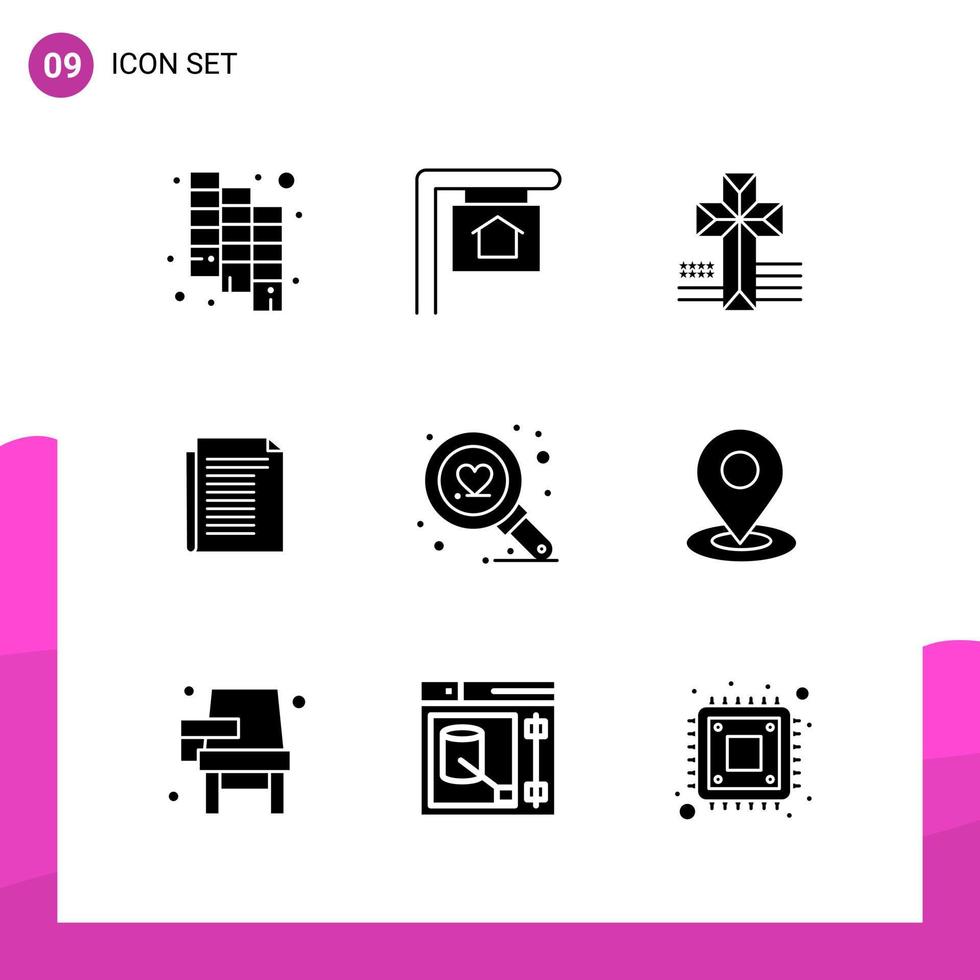 Glyph Icon set Pack of 9 Solid Icons isolated on White Background for ...