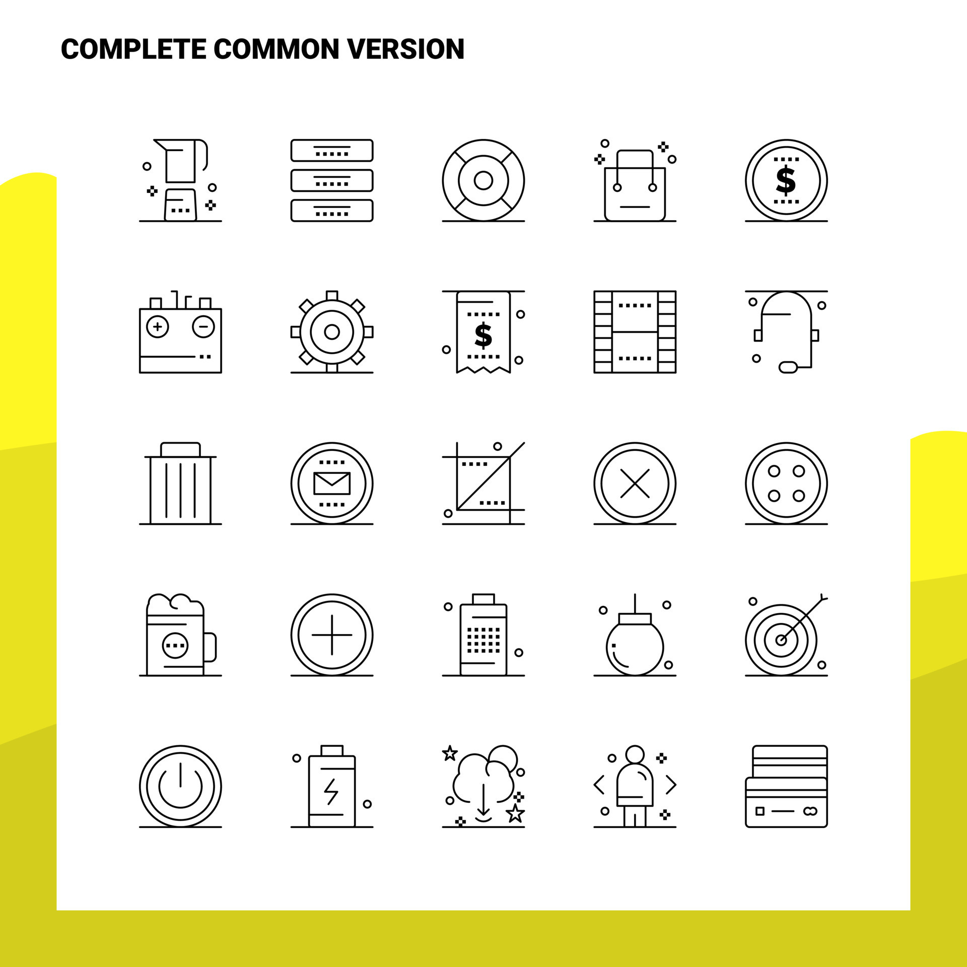 Set of Complete Common Version Line Icon set 25 Icons Vector Minimalism ...