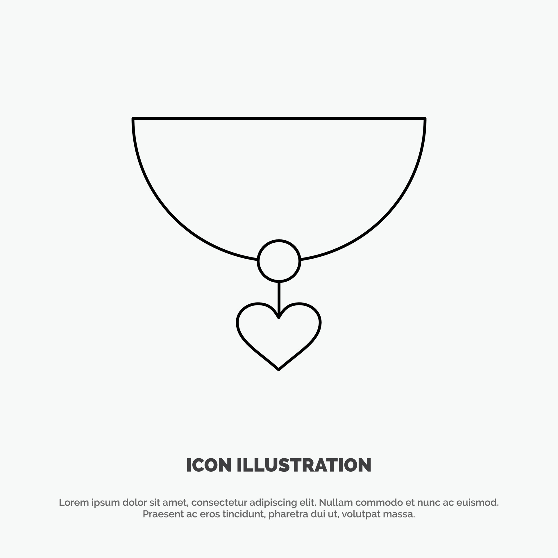 Necklace Heart T Vector Line Icon 14382572 Vector Art At Vecteezy
