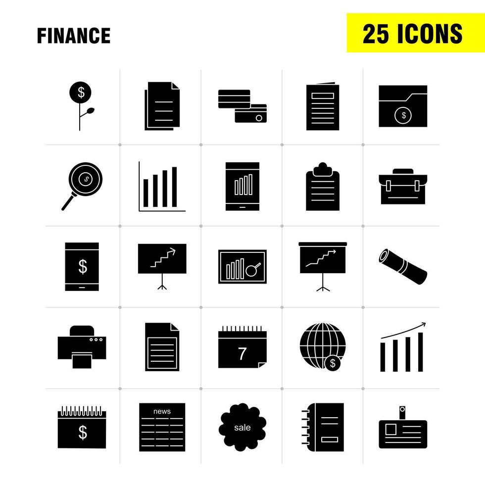 Finance Solid Glyph Icons Set For Infographics Mobile UXUI Kit And ...