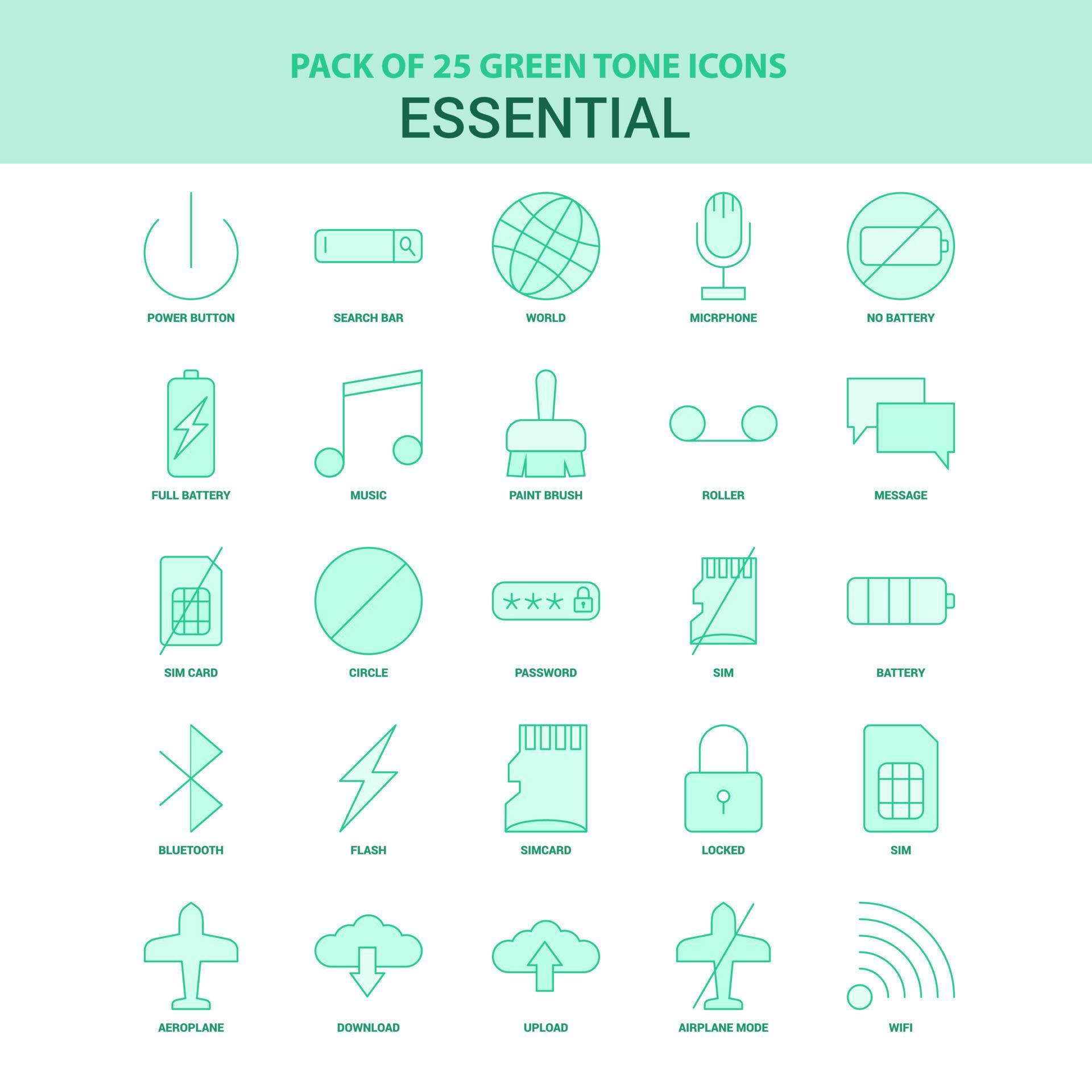 25 Green Essential Icon set 14386318 Vector Art at Vecteezy 25 Green Essential Icon set 14386318 Vector Art at Vecteezy