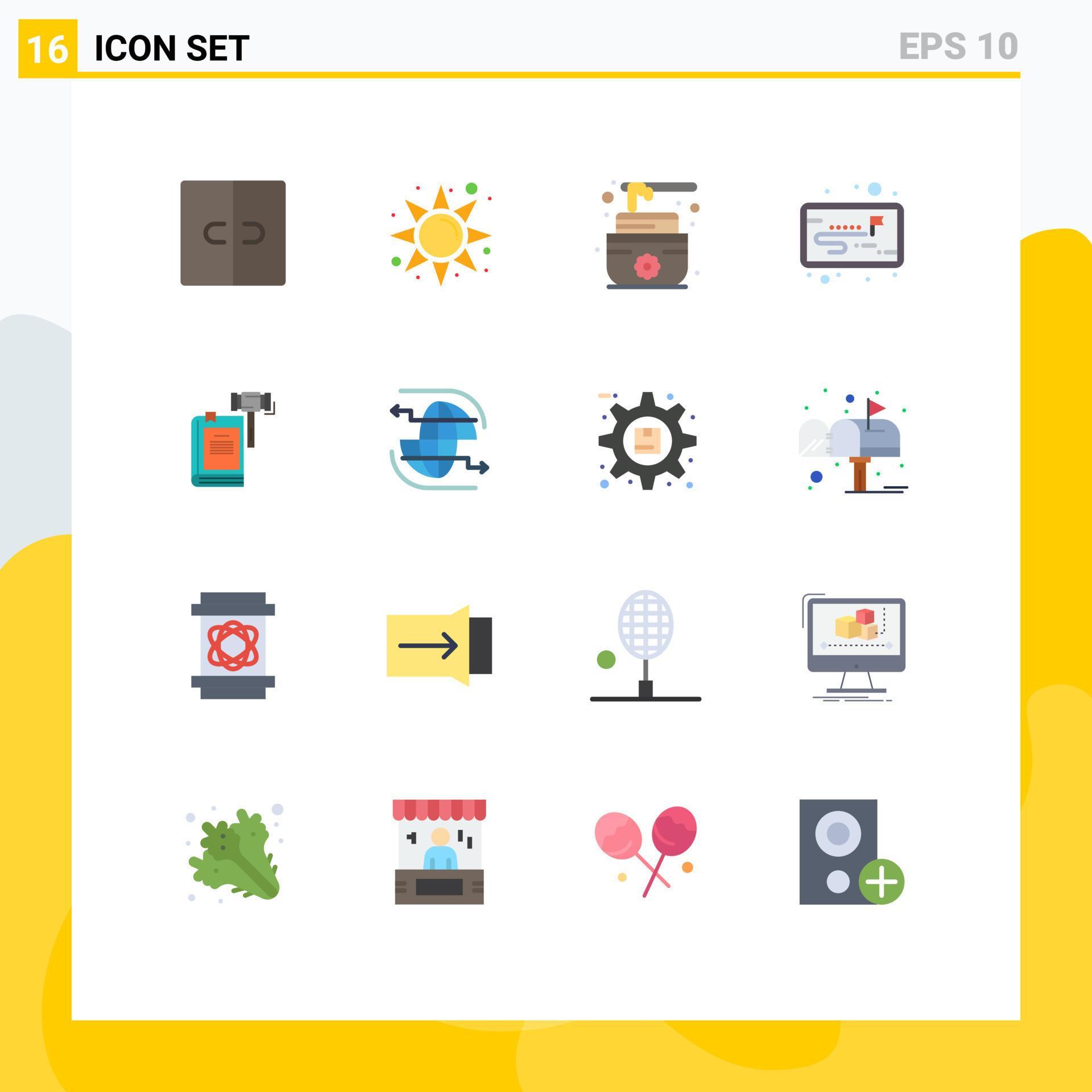 Flat Color Pack Of 16 Universal Symbols Of Gavel Auction Lotus Action Workflow Editable Pack Of