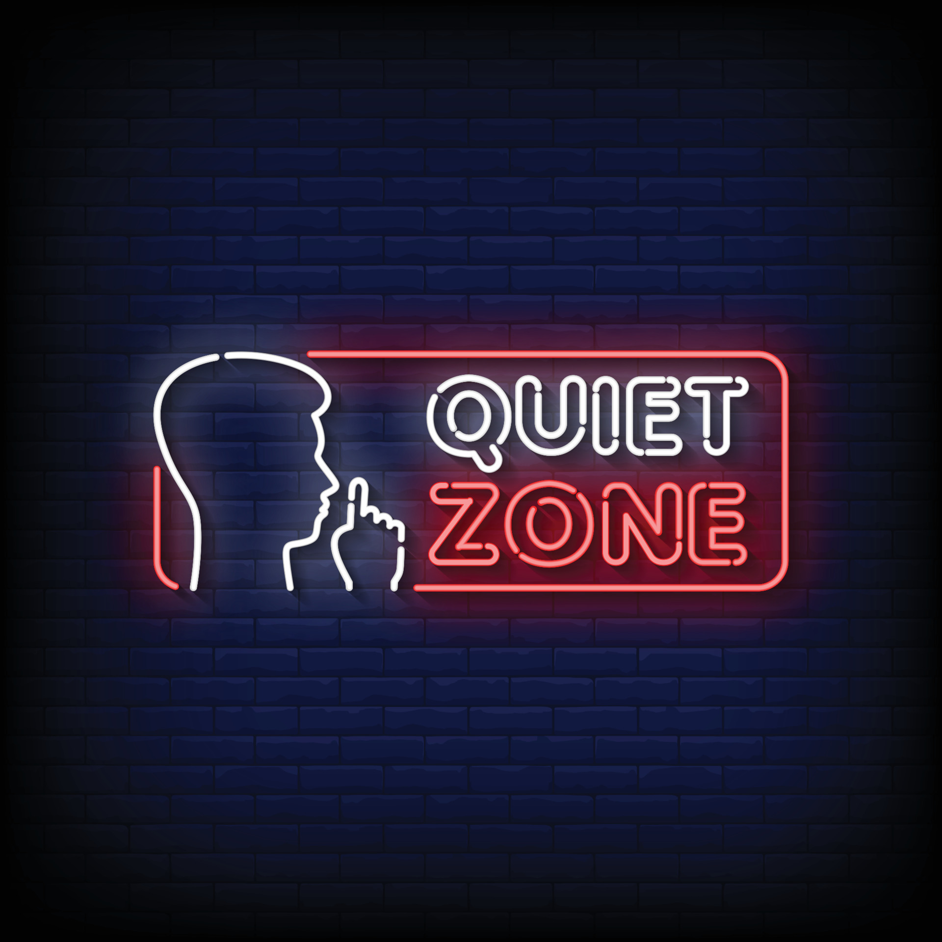 Neon Sign Quiet Zone With Brick Wall Background Vector 14393391 Vector Art At Vecteezy