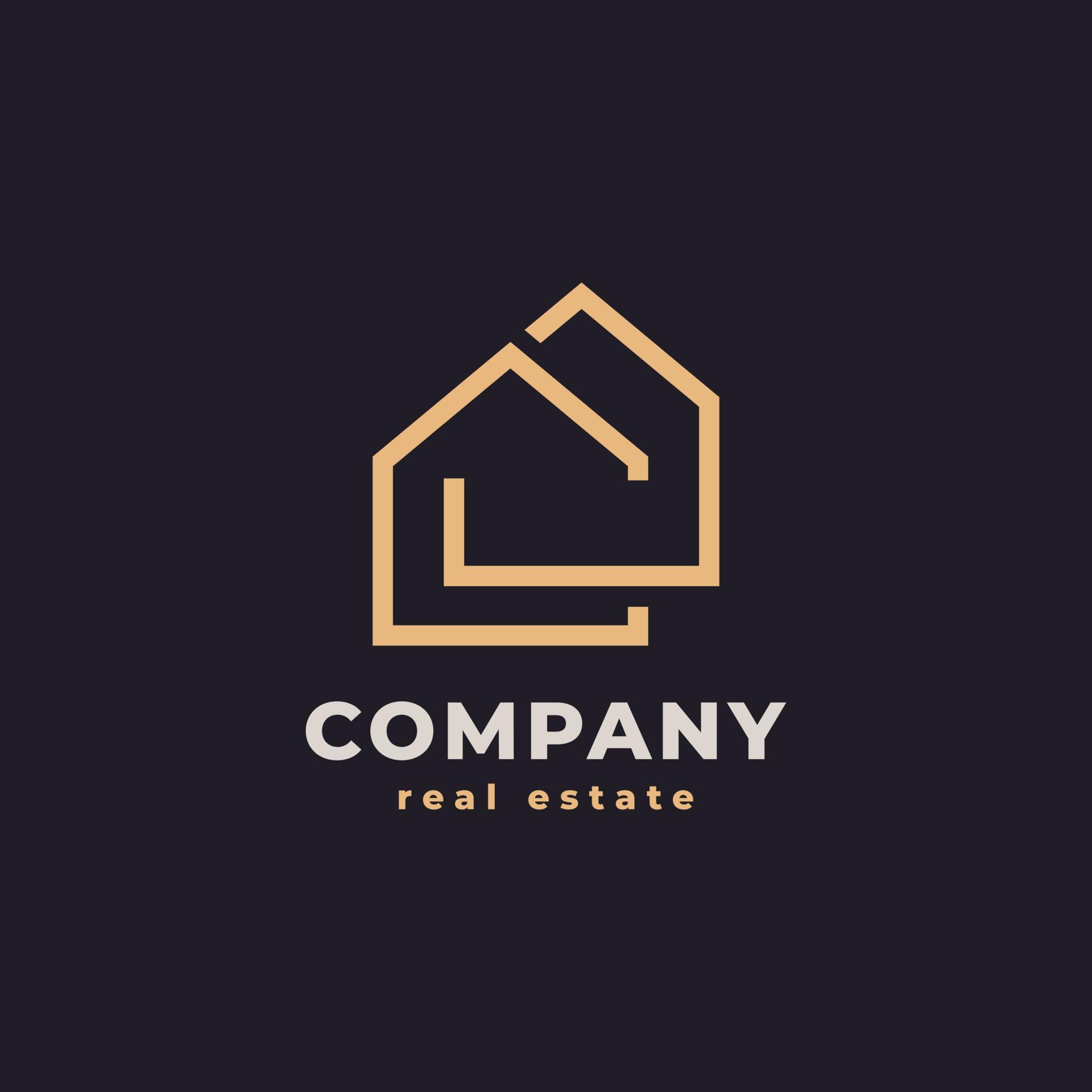 House Logo. Gold House Symbol Geometric Linear Style. Usable for Real ...