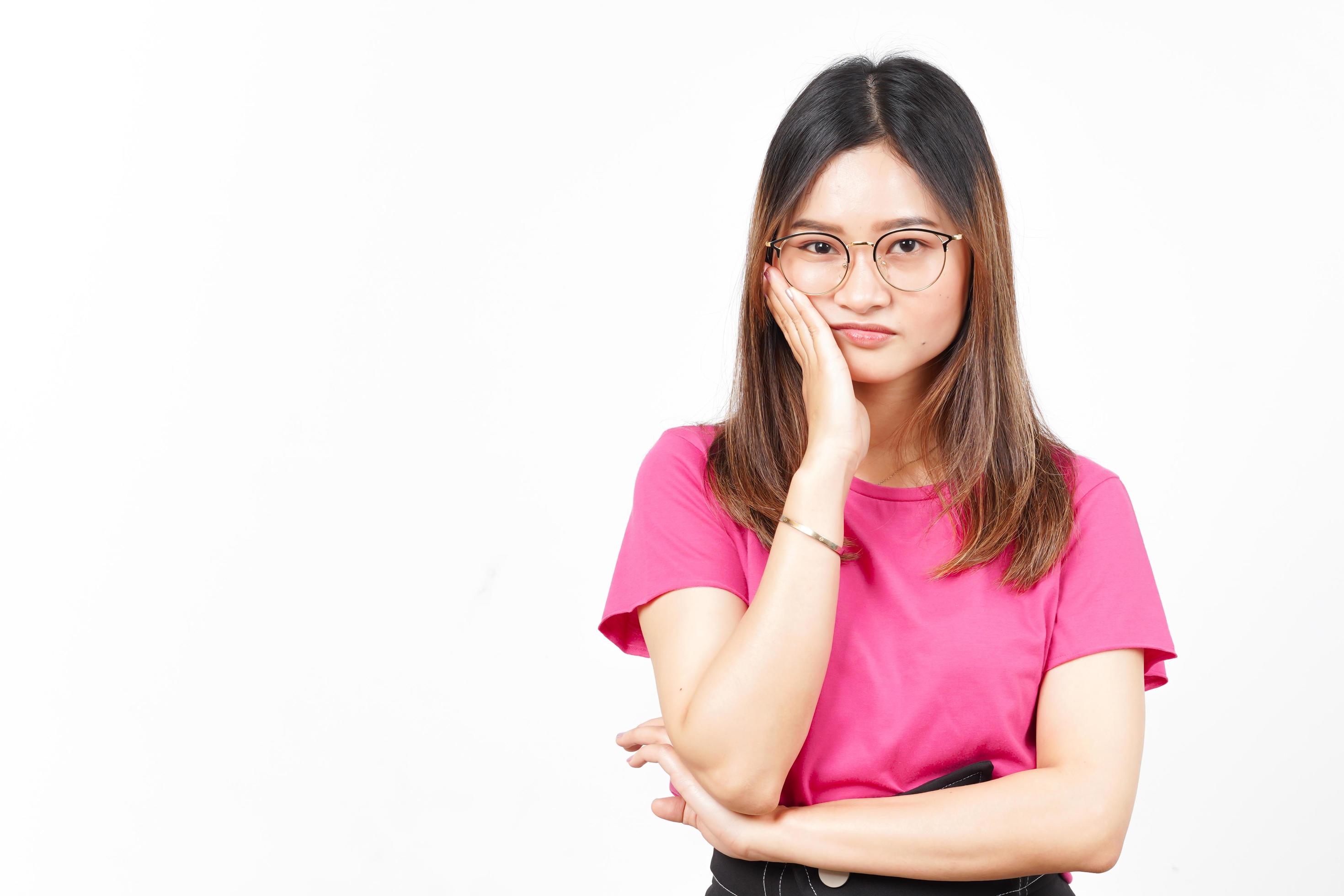 Boring Gesture of Beautiful Asian Woman Isolated On White Background ...