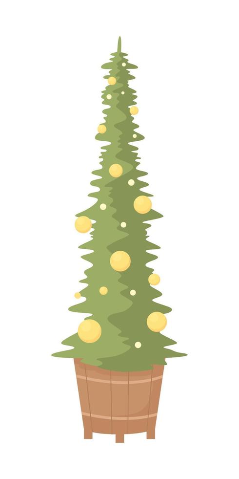 Extraordinary Christmas Tree Semi Flat Color Vector Object Editable Element Full Sized Item On
