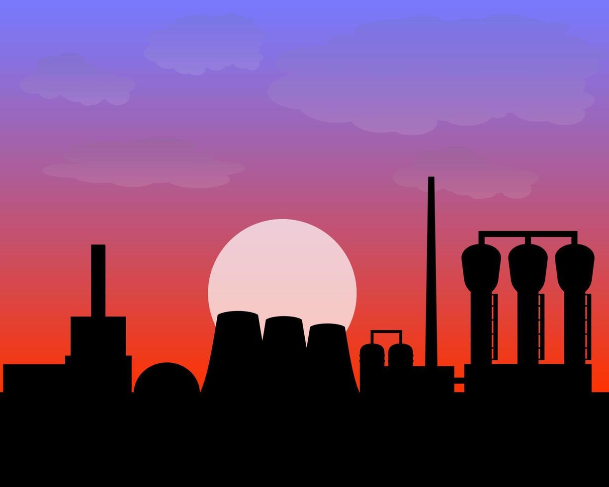 processing plant the evening time sunset 14398989 Vector Art at Vecteezy