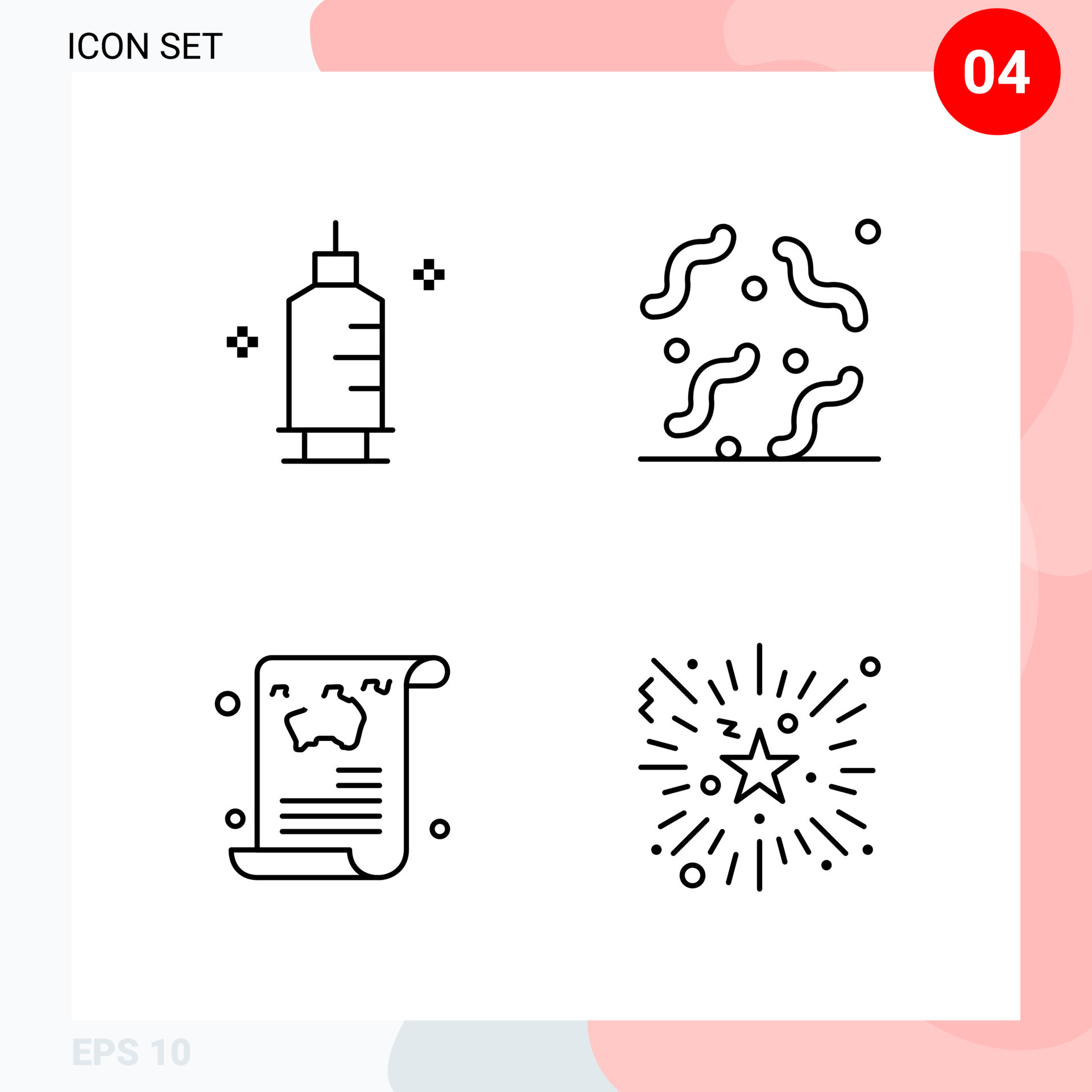 Vector Pack Of 4 Icons In Line Style Creative Outline Pack Isolated On White Background For Web