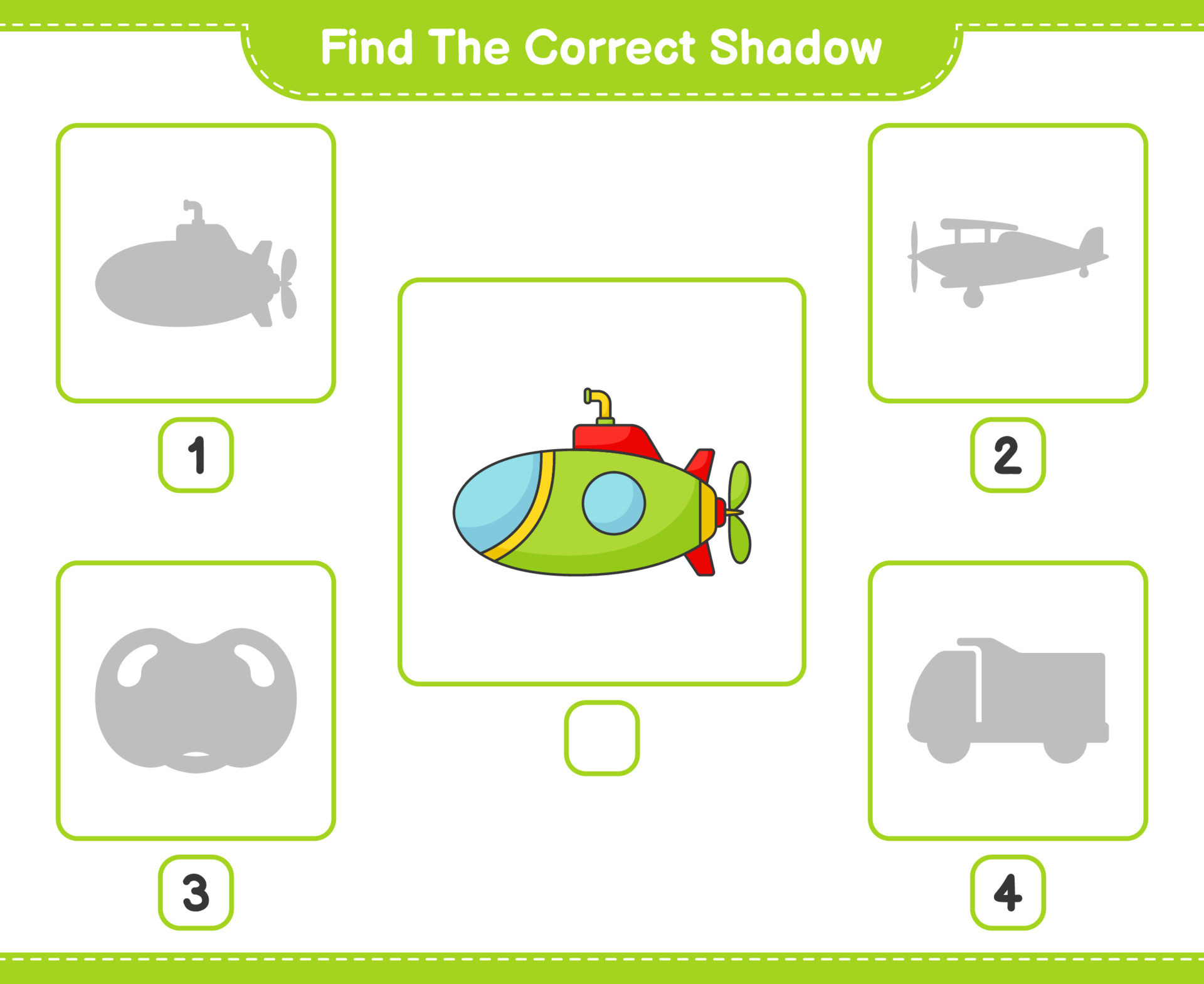 Find the correct shadow. Find and match the correct shadow of Submarine ... Find the correct shadow. Find and match the correct shadow of Submarine ...