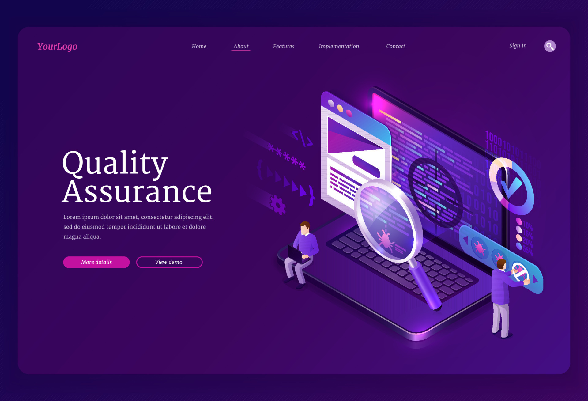 Quality Assurance Isometric Landing Debugging 14400821 Vector Art At