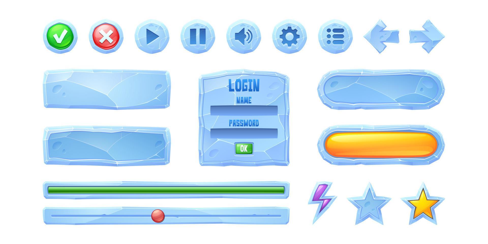 Set progress bars, game buttons of ice texture 14400944 Vector Art at Vecteezy