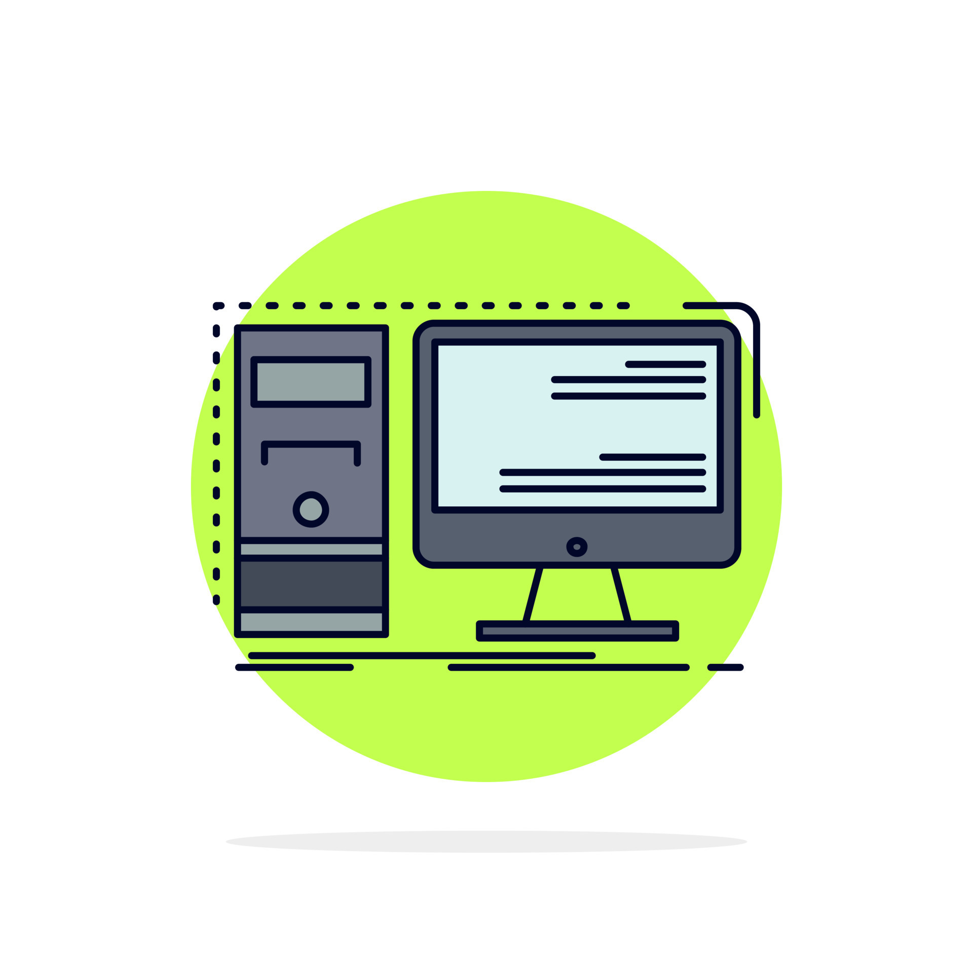 Computer Desktop Hardware Workstation System Flat Color Icon Vector