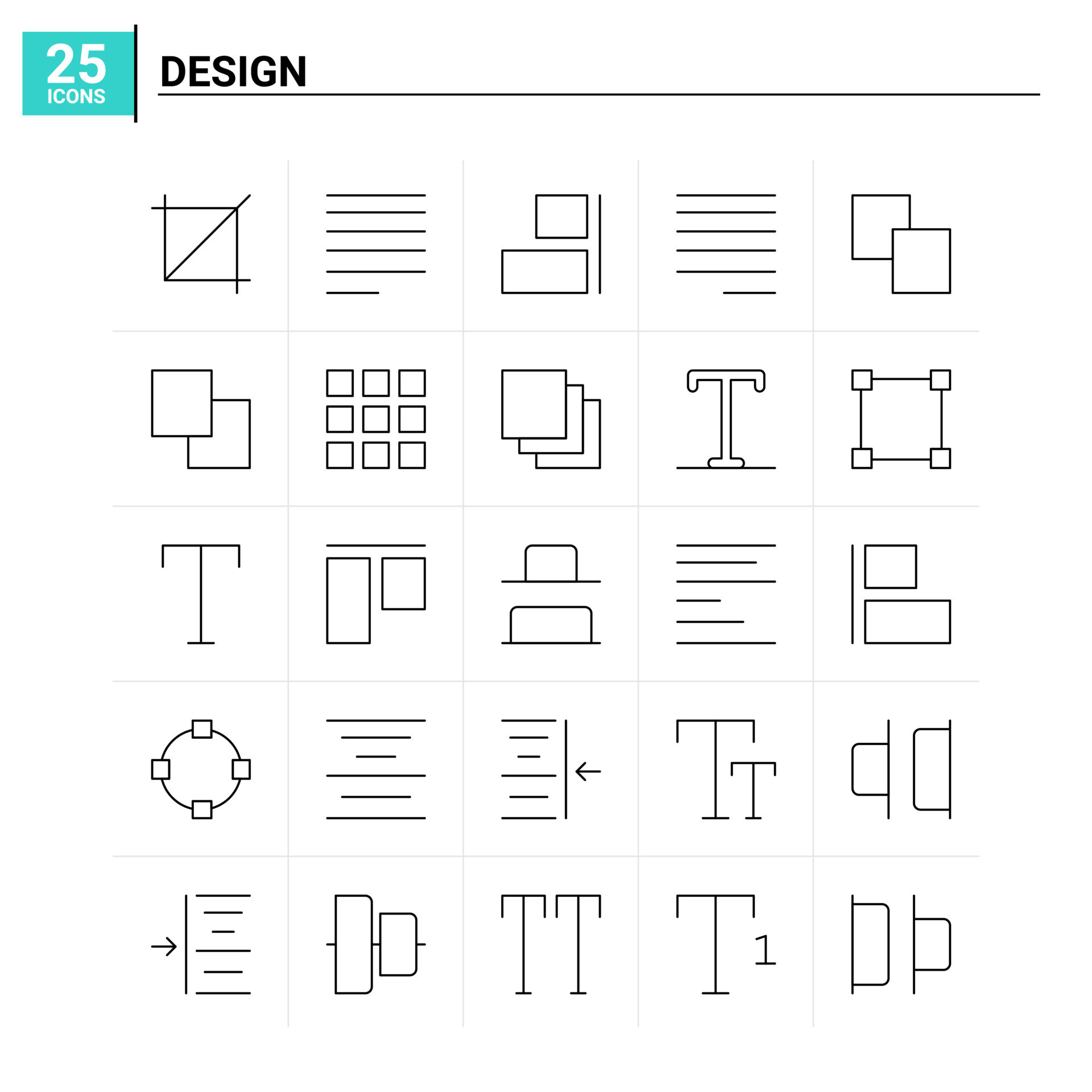 25 Design icon set vector background 14404083 Vector Art at Vecteezy