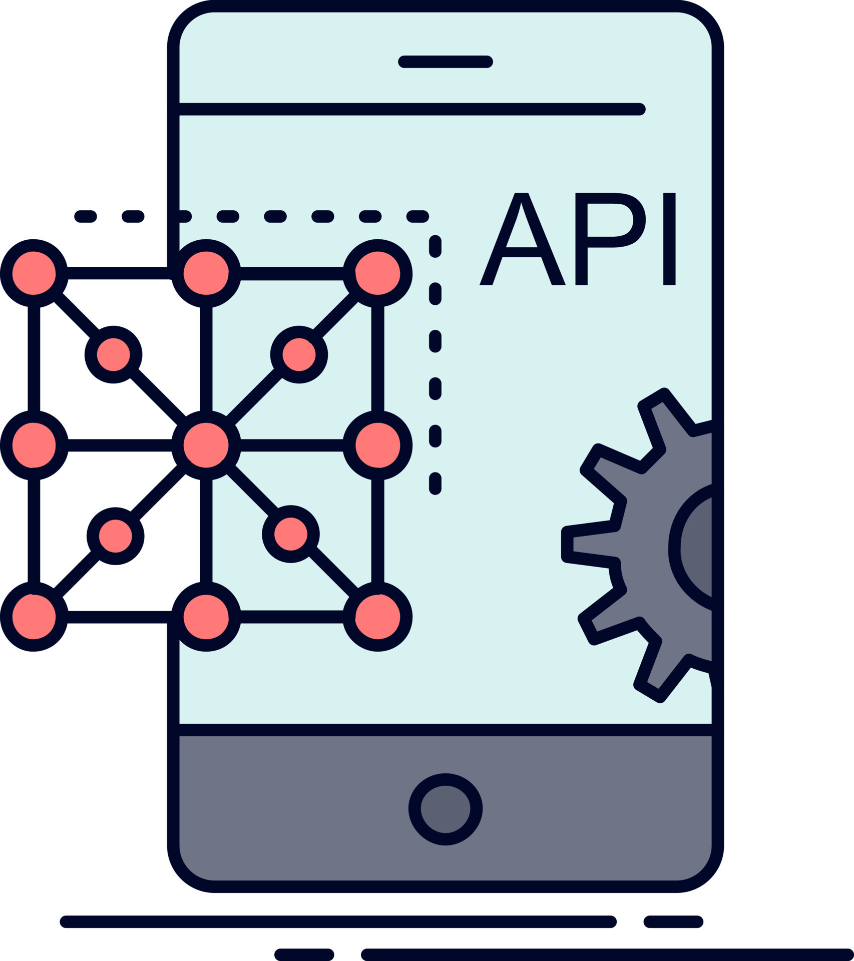 Api Application Coding Development Mobile Flat Color Icon Vector 14404415 Vector Art At Vecteezy