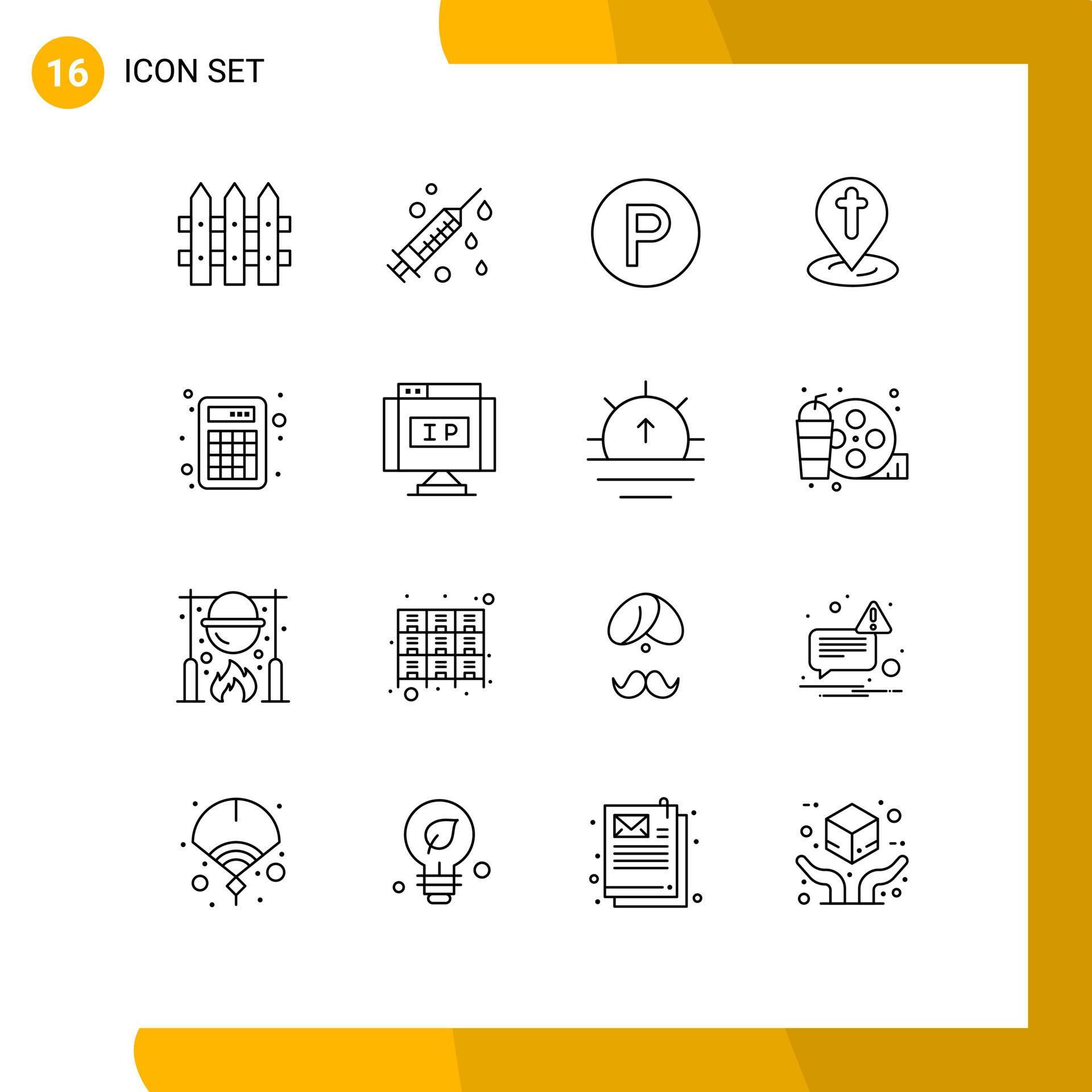 Set of 16 Vector Outlines on Grid for internet math parking calculator pin Editable Vector ...