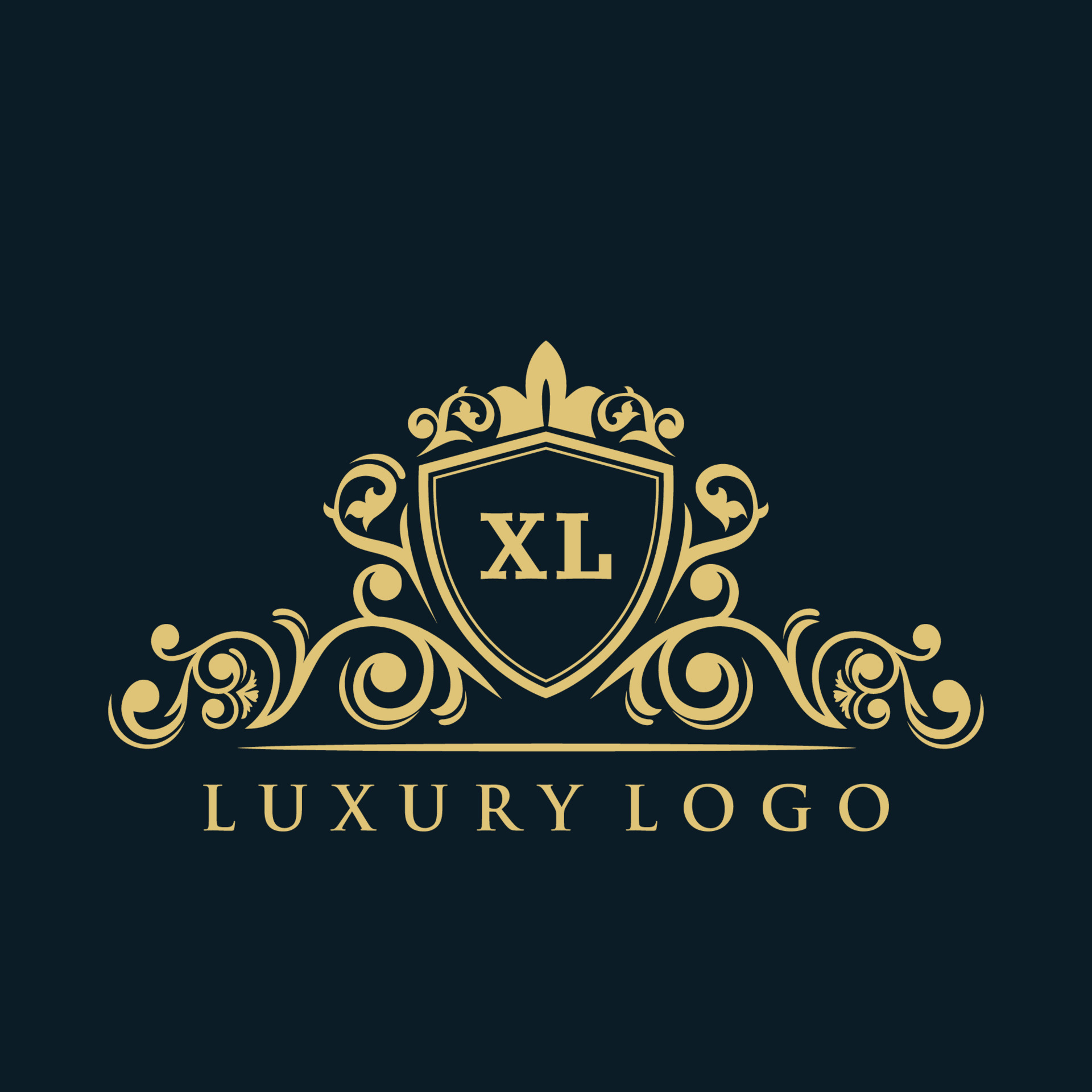 Letter XL logo with Luxury Gold Shield. Elegance logo vector template. 14411874 Vector Art at ...