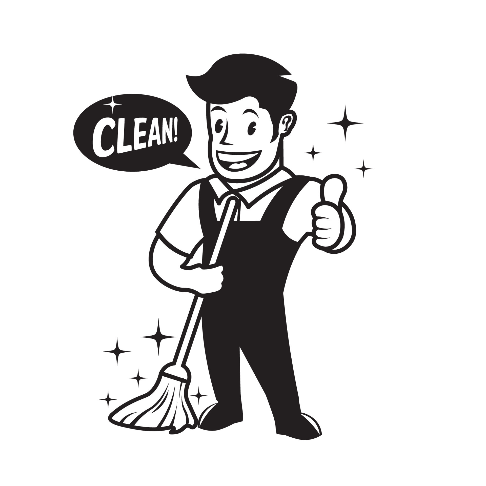 Cleaning service worker character mascot in retro style, good for ... Cleaning service worker character mascot in retro style, good for ...