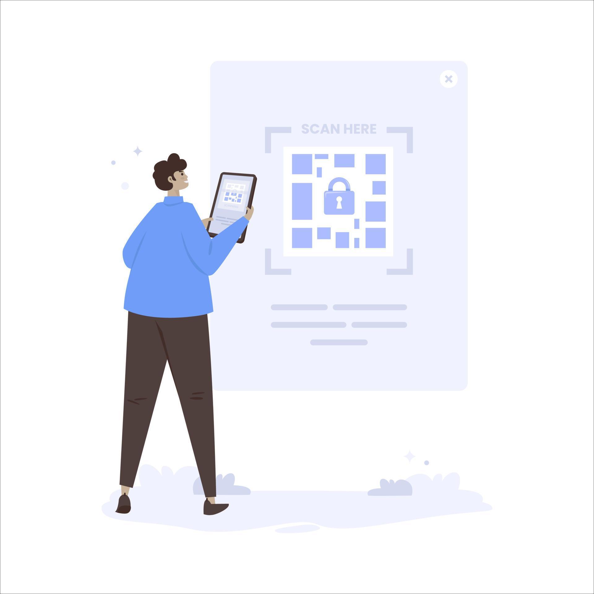 Flat design scan QR code to unlock security access 14420430 Vector Art ...