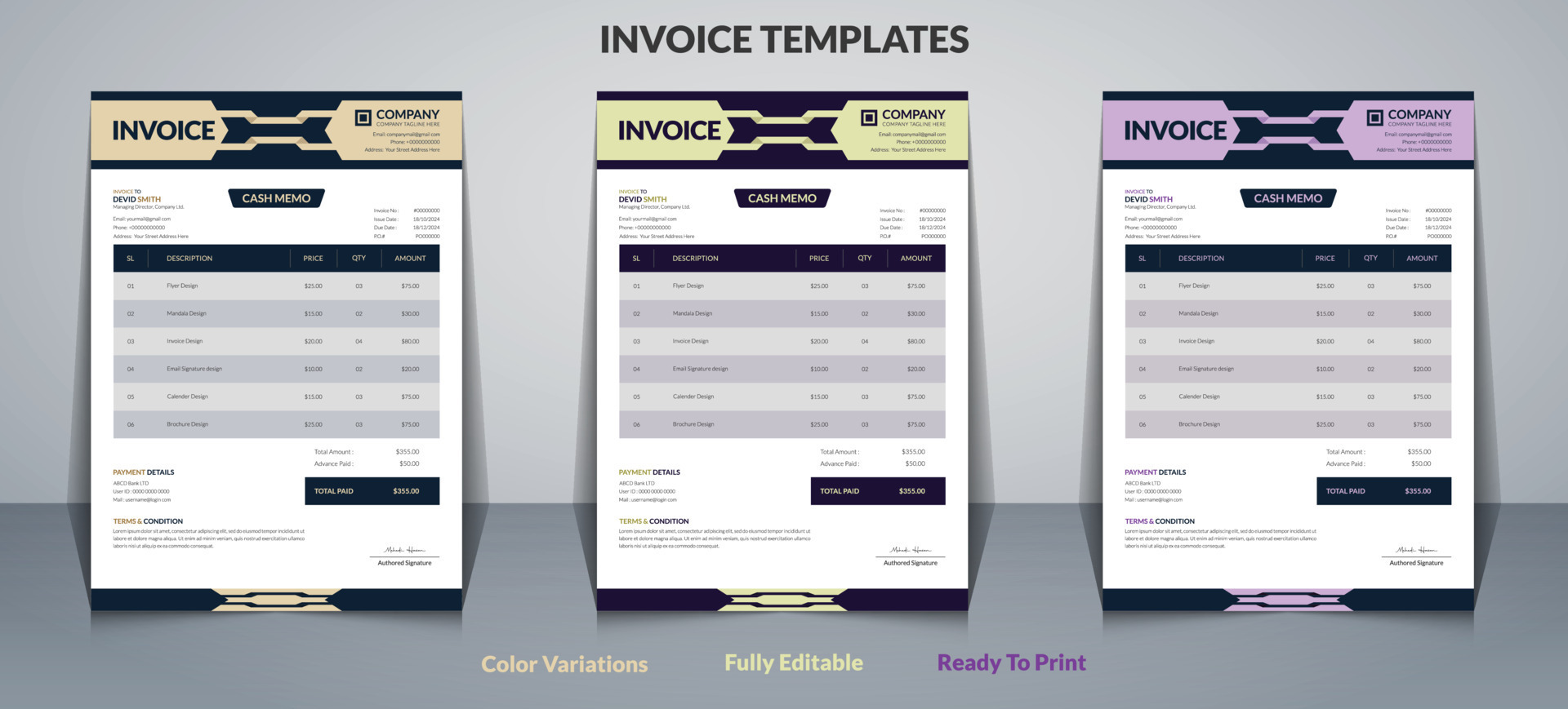 Invoice Templates Design 14420566 Vector Art at Vecteezy