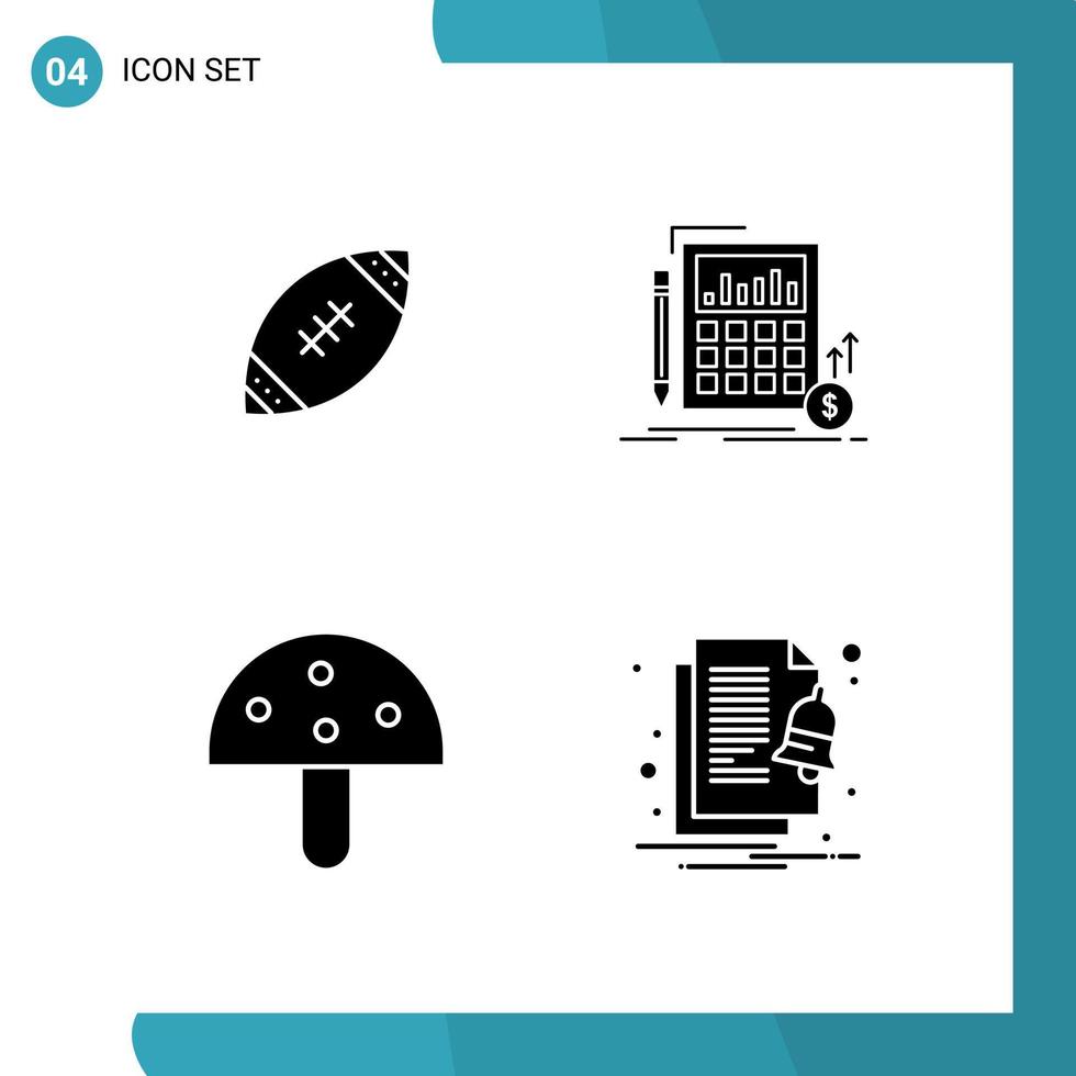 Vector Pack of 4 Glyph Symbols Solid Style Icon Set on White Background ...