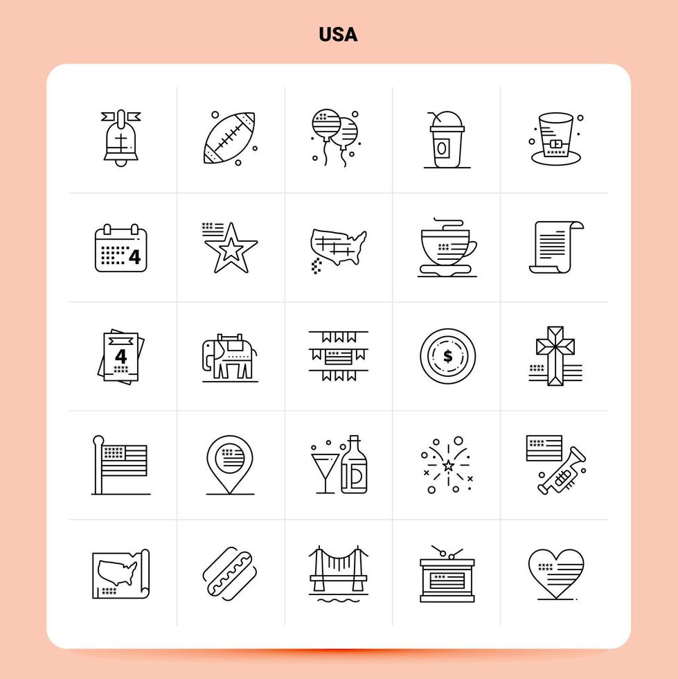OutLine 25 Usa Icon set Vector Line Style Design Black Icons Set Linear ...