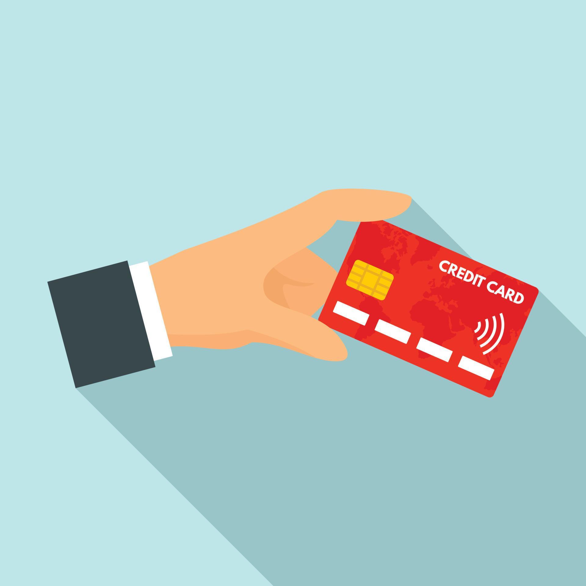 Hand Red Nfc Credit Card Icon Flat Style 14424739 Vector Art At Vecteezy