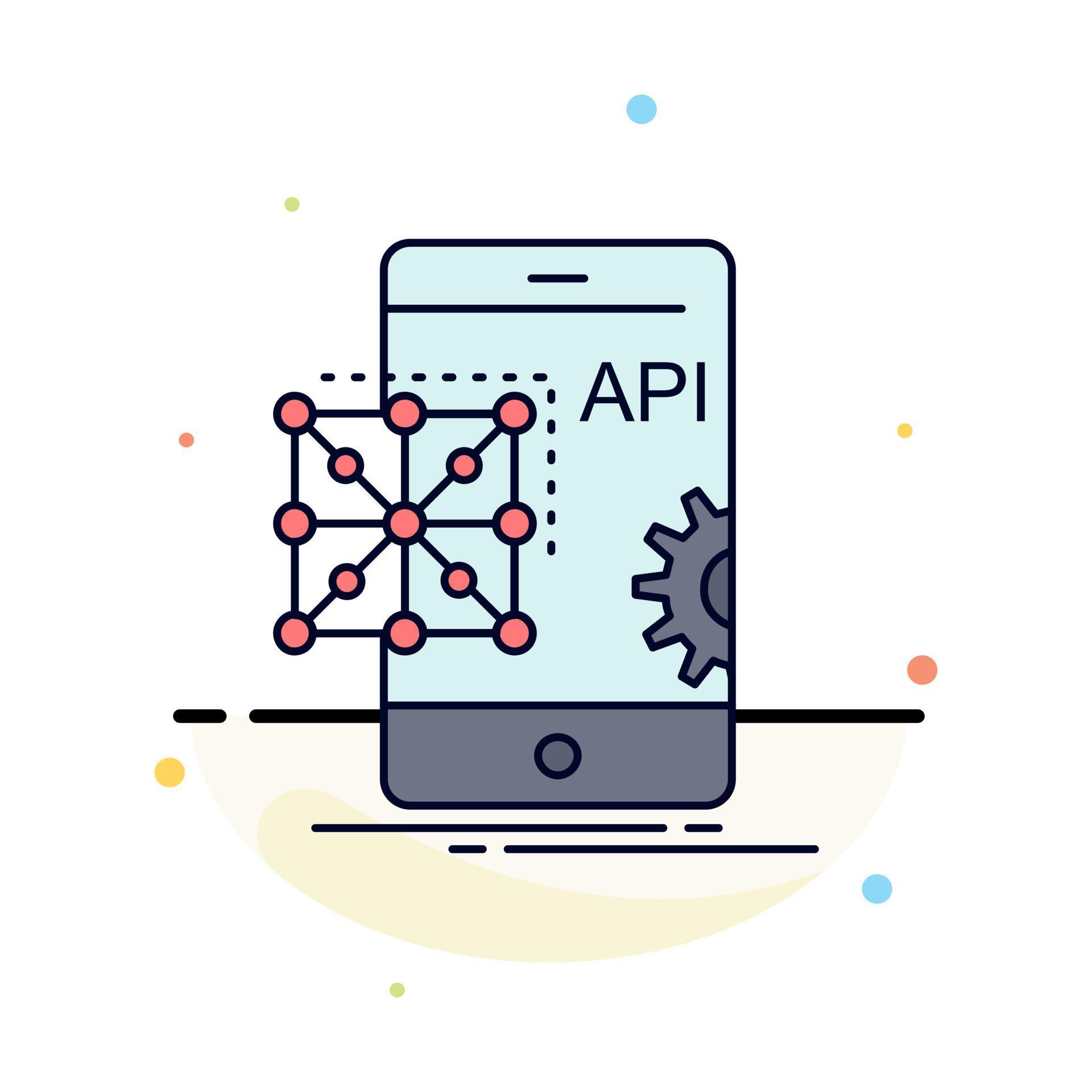 Api Application Coding Development Mobile Flat Color Icon Vector