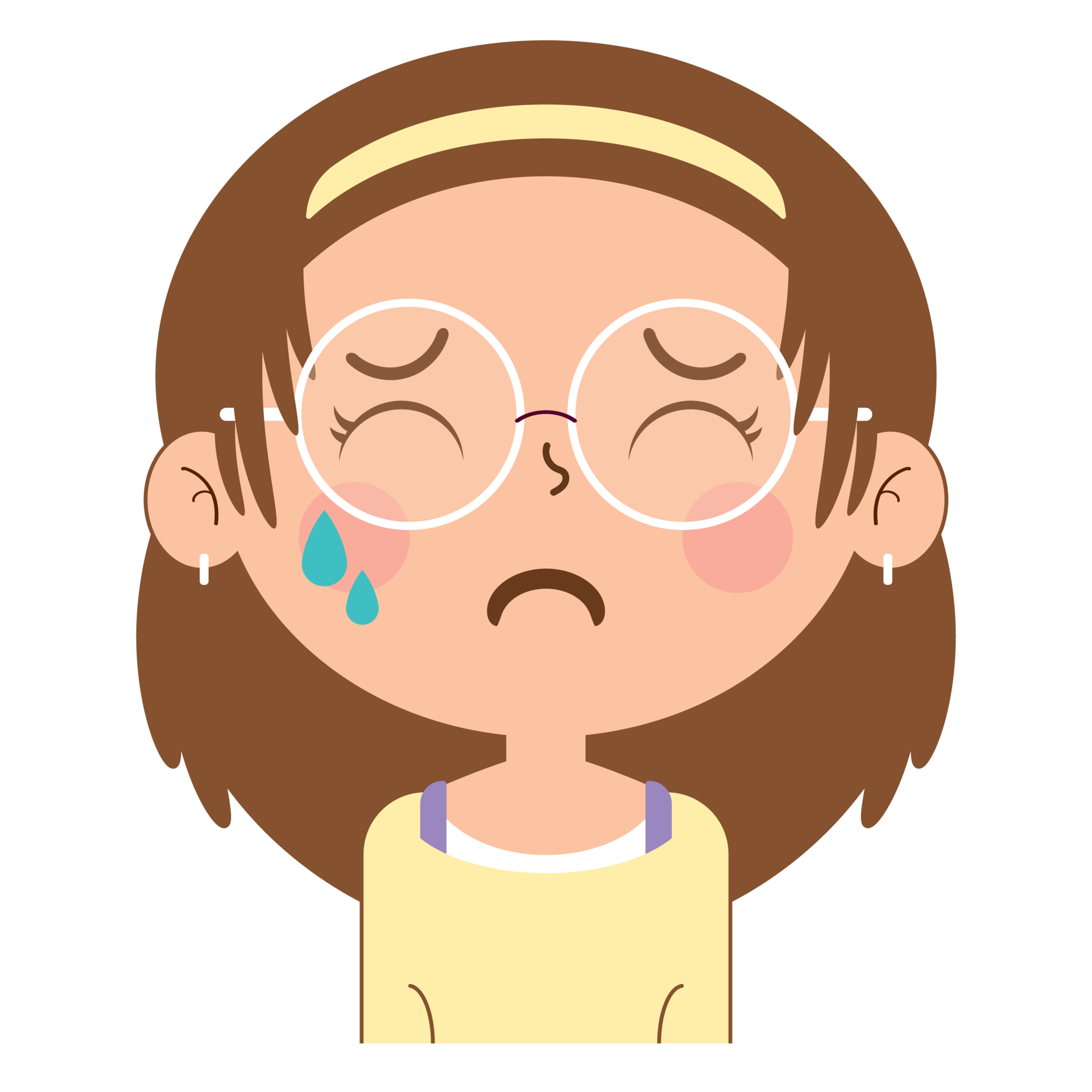 Girl Crying Face Cartoon Cute 14428973 Png