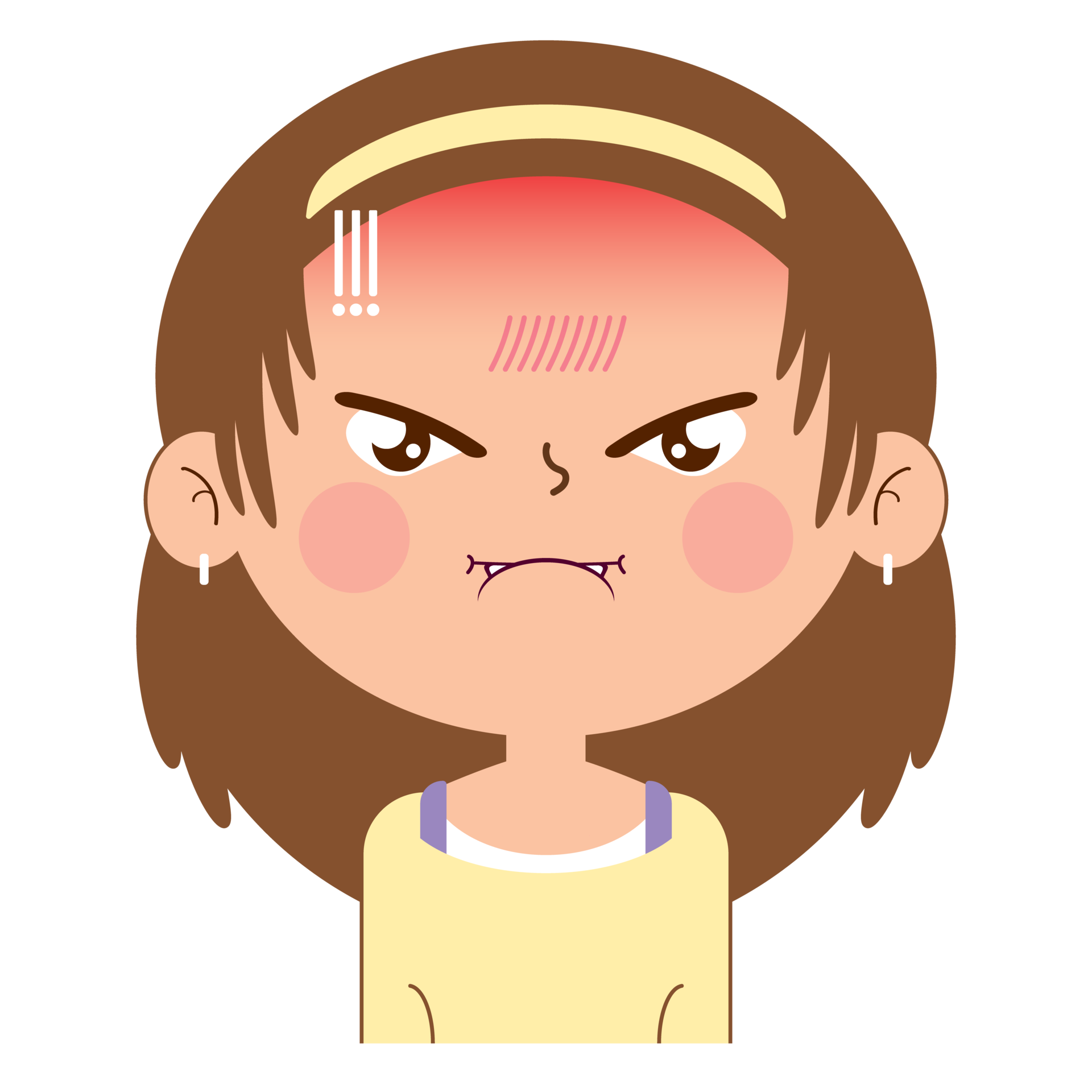 Girl Angry Face Cartoon Cute 14429049 Png