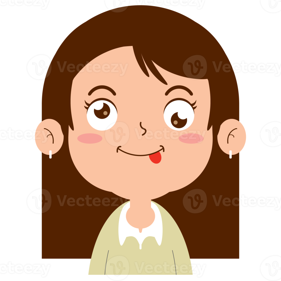 Girl Playful Face Cartoon Cute 14429068 Png