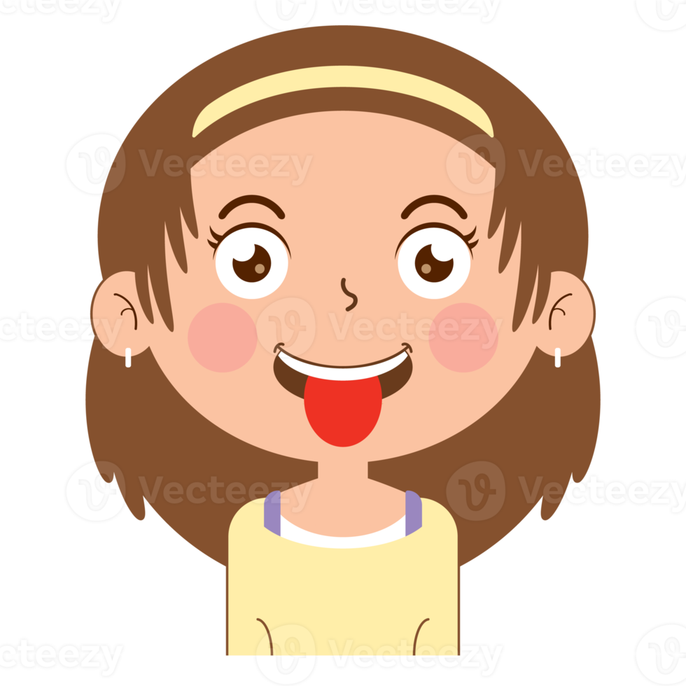 Girl Playful Face Cartoon Cute 14429137 Png