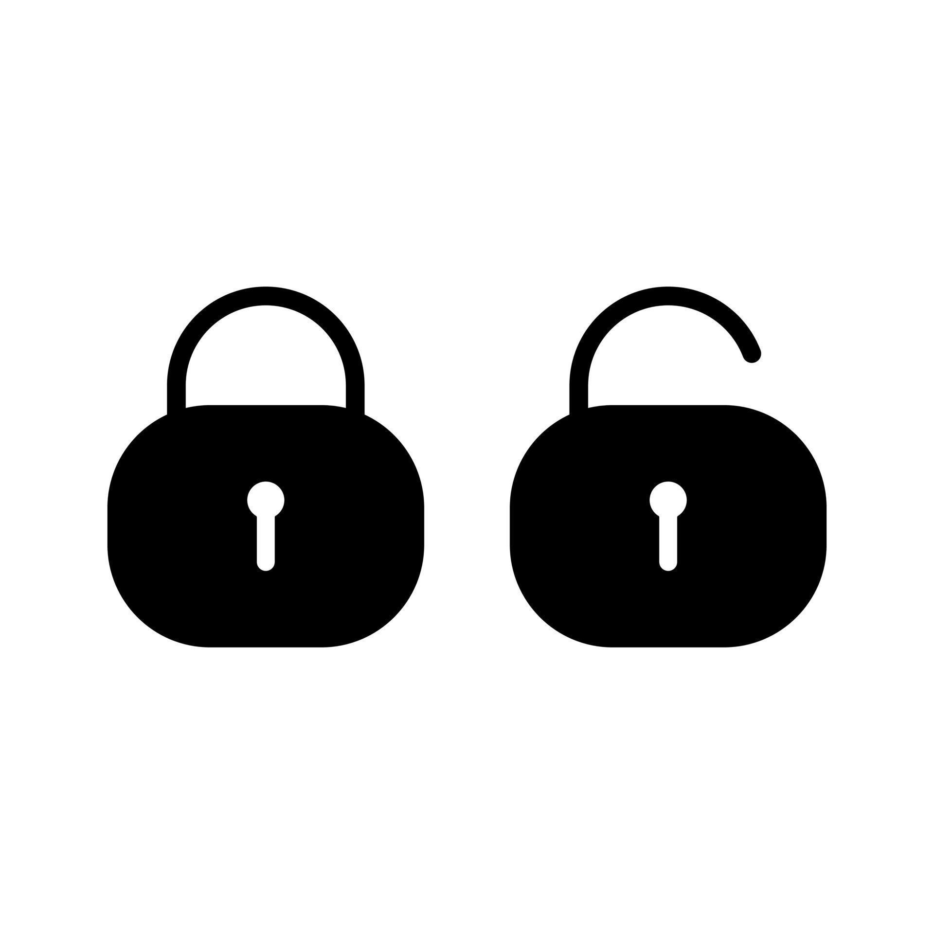 Lock and unlock icons in flat style design isolated on white background ...