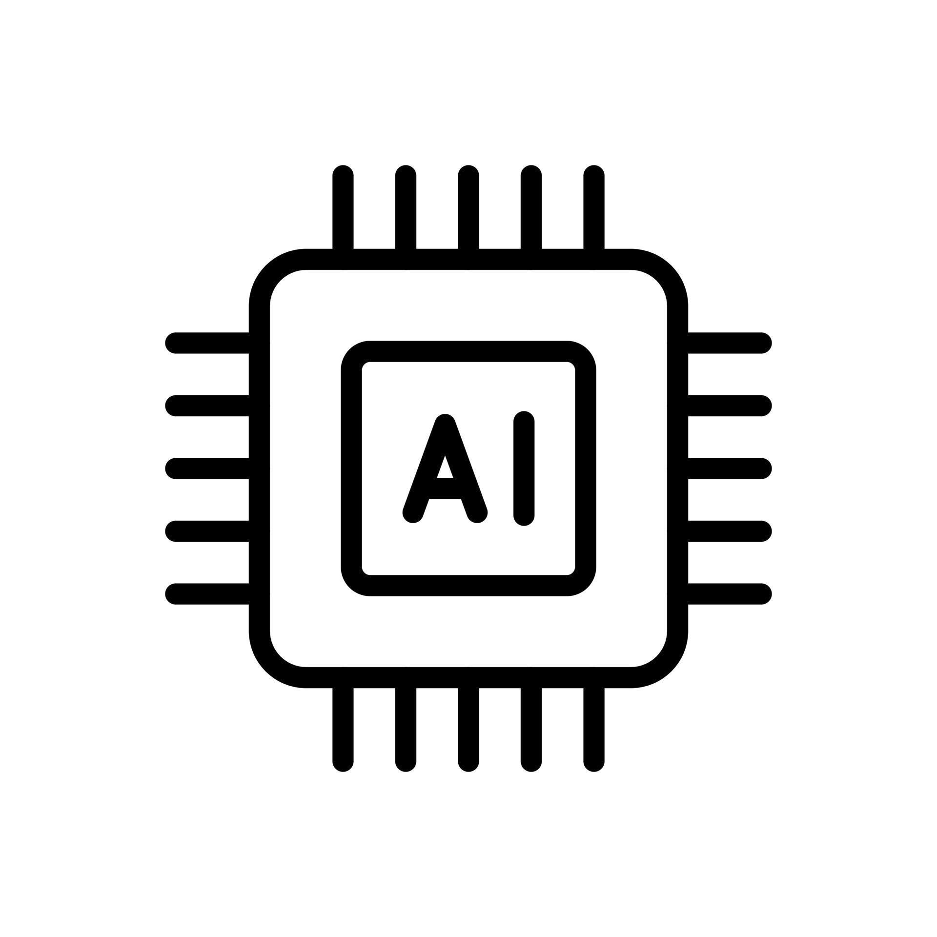 Ai chip icon in line style design isolated on white background. Editable stroke. 14433293 Vector ...