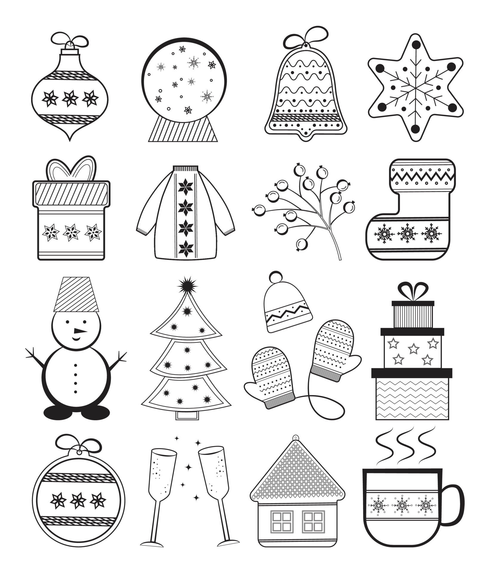 Christmas doodles vector set. Hand drawn isolated winter vector ...