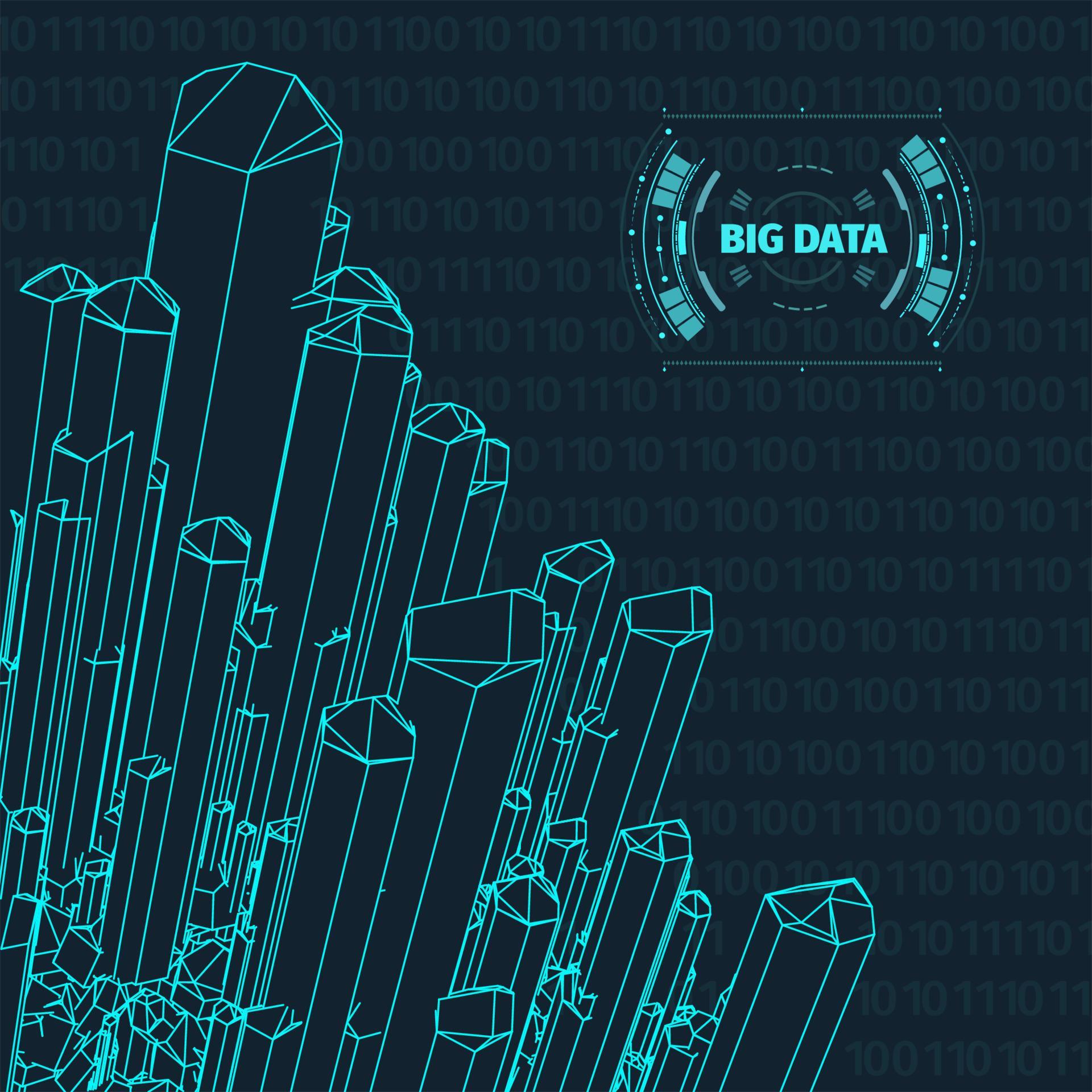 Big data visualization. Background 3d .Big data connection background. Cyber technology Ai tech ...