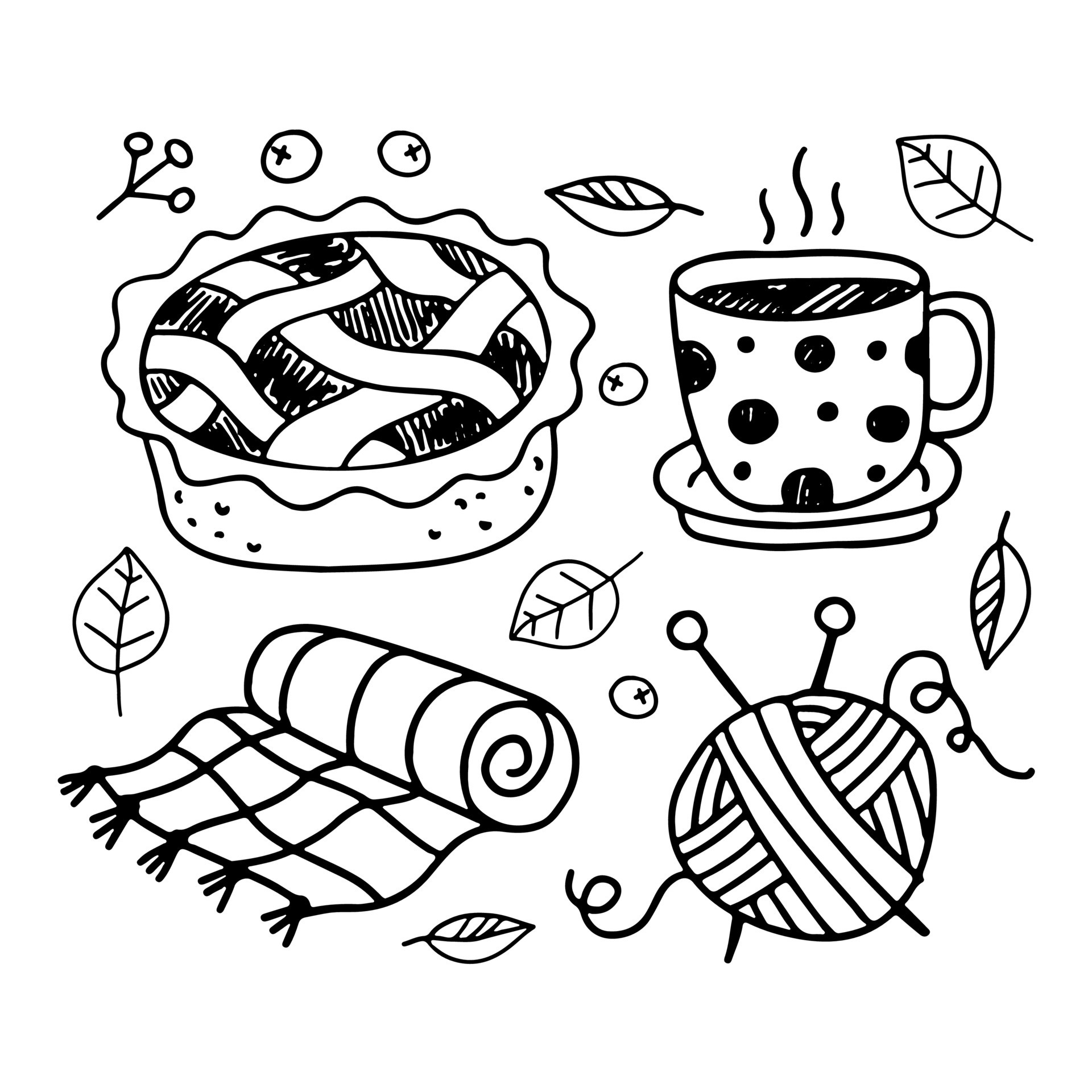 Collection of cozy and warm Doodle elements. 14434649 Vector Art at ...