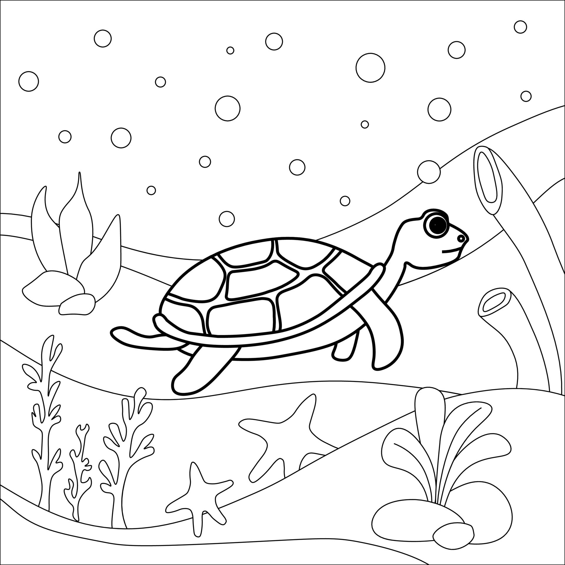 coloring page on the theme of the aquatic world with the image of a ...