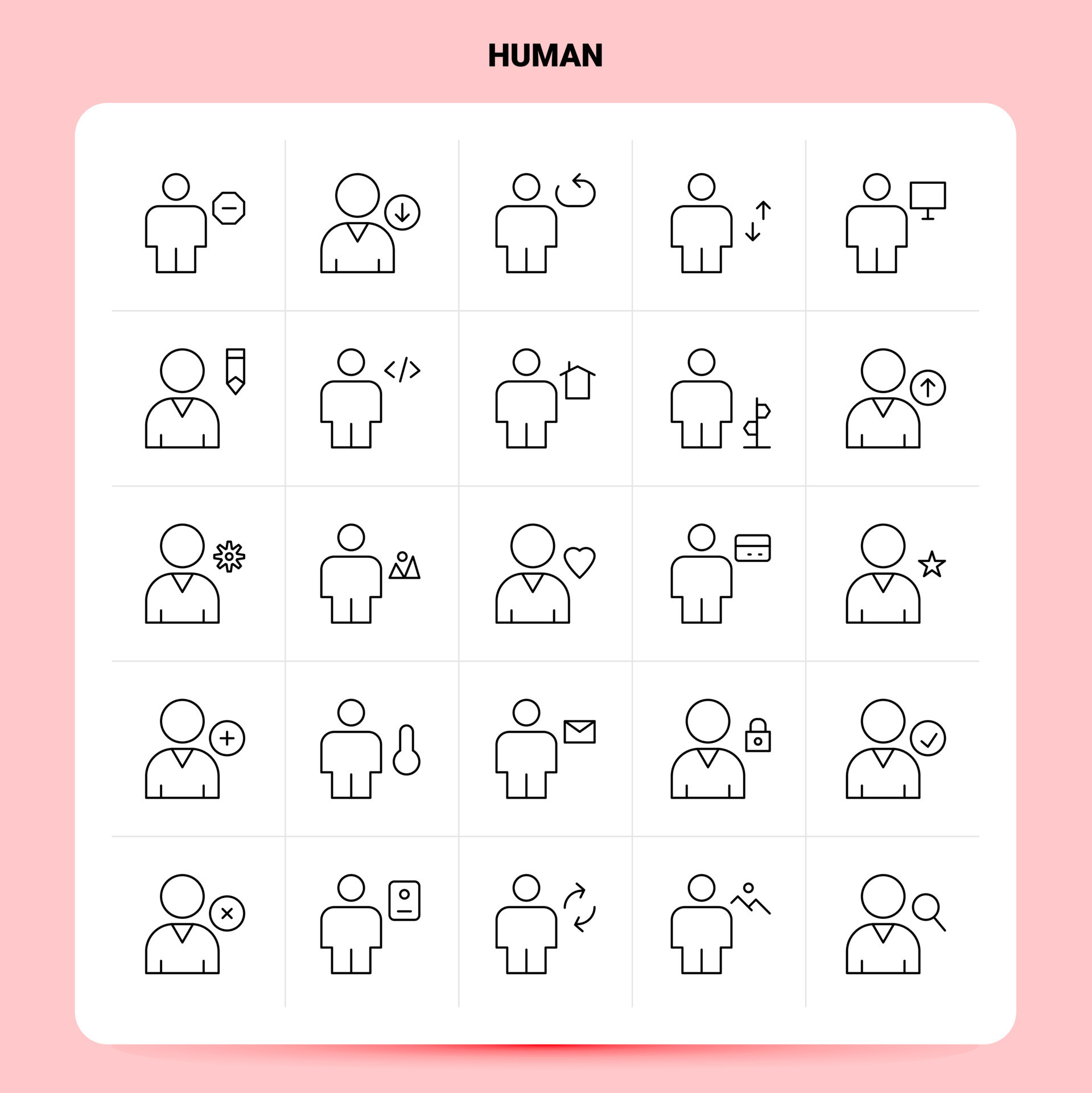 Outline 25 Human Icon Set Vector Line Style Design Black Icons Set Linear Pictogram Pack Web And