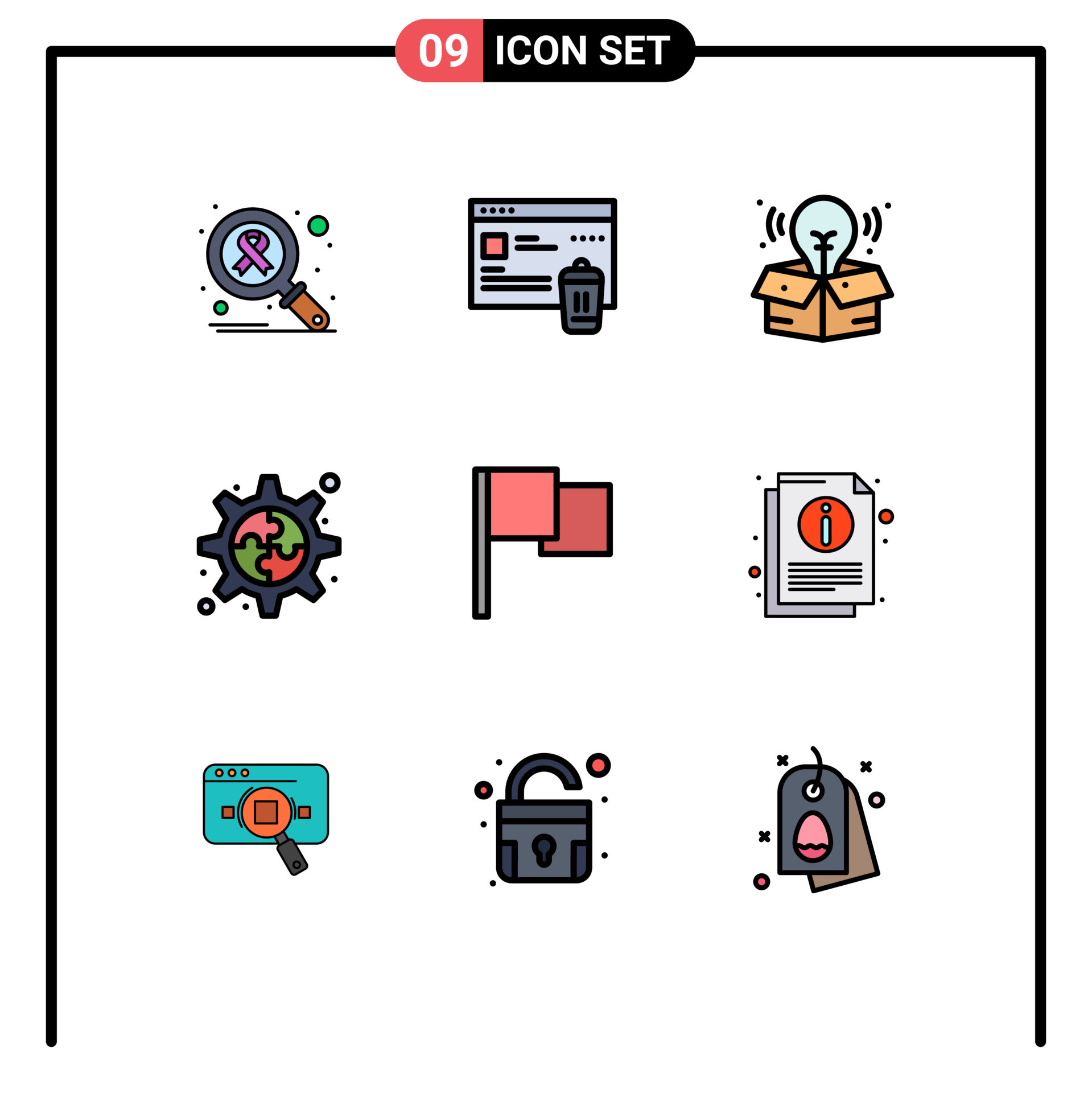 Set of 9 Modern UI Icons Symbols Signs for info flag creative basic ...